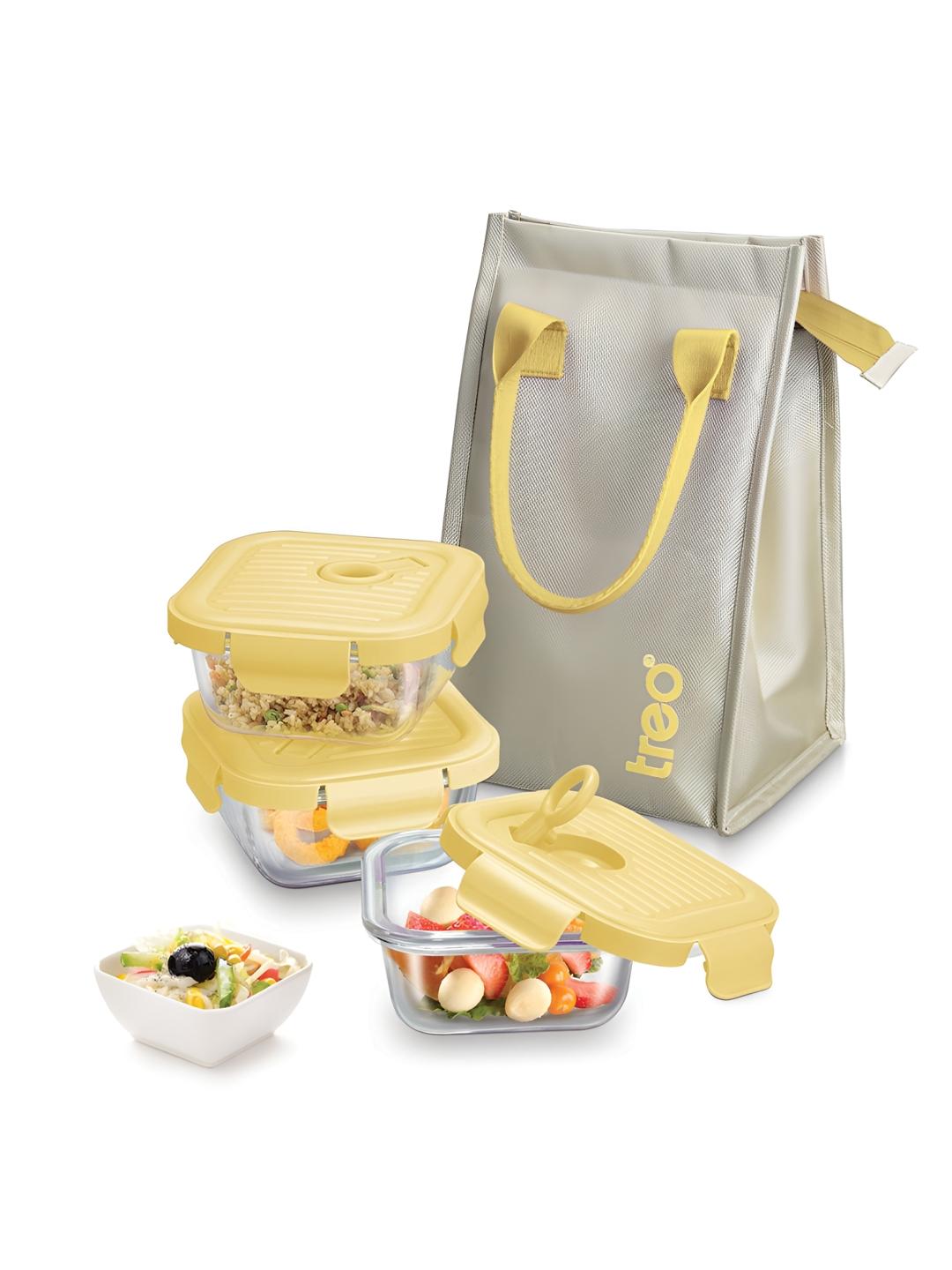 Buy Treo Lumino Fresh Yellow 3 Pieces Borosilicate Glass Microwave Safe ...