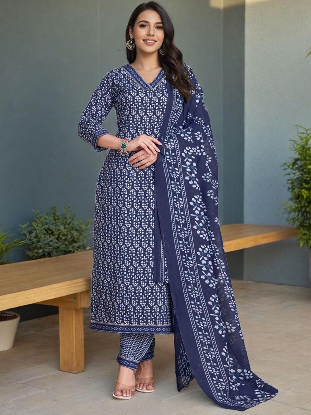 Buy SZN Women Printed Regular Gotta Patti Kurta With Salwar & With ...