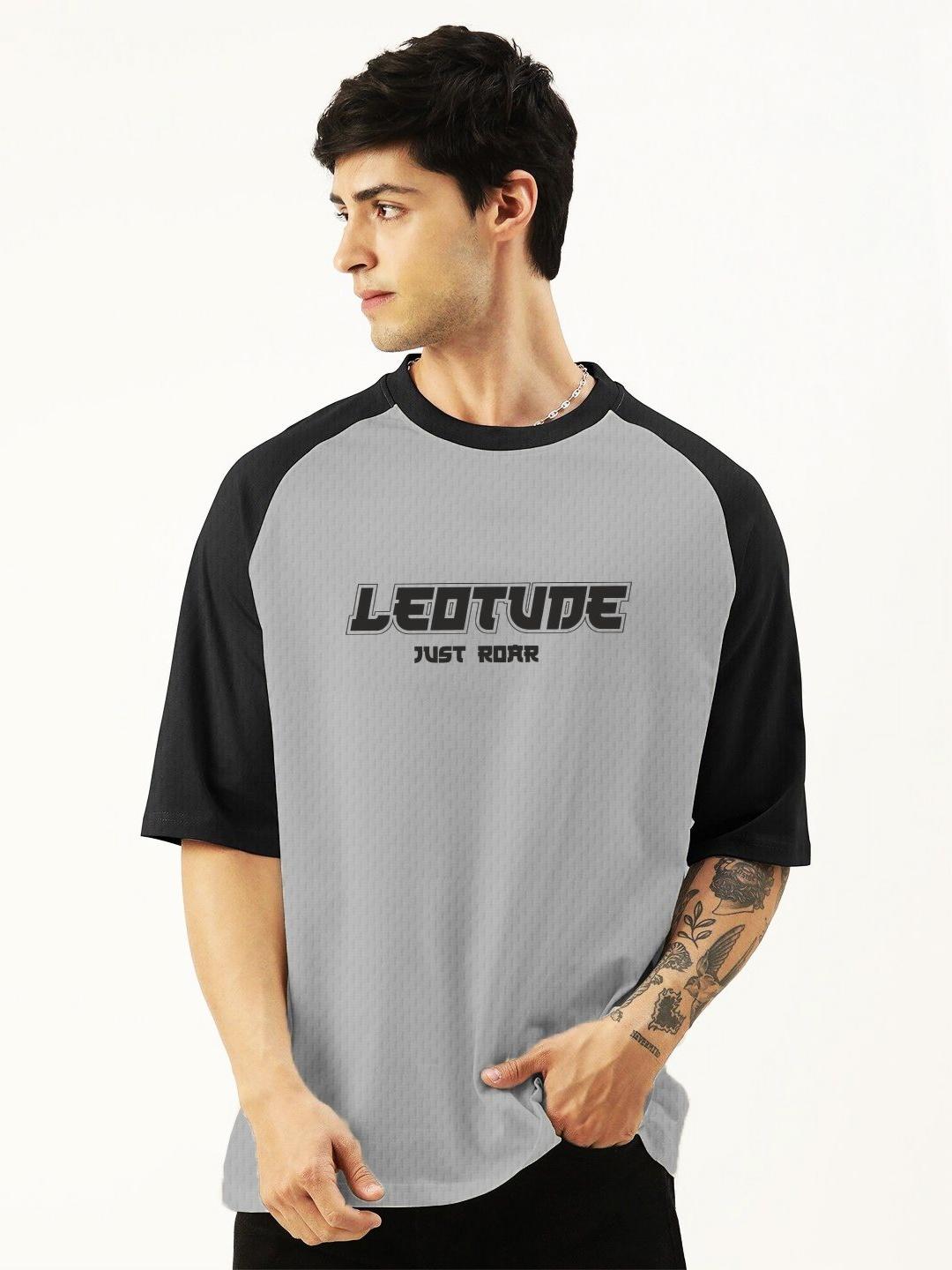 Buy Leotude Typography Printed Raglan Sleeves Oversized T Shirt ...
