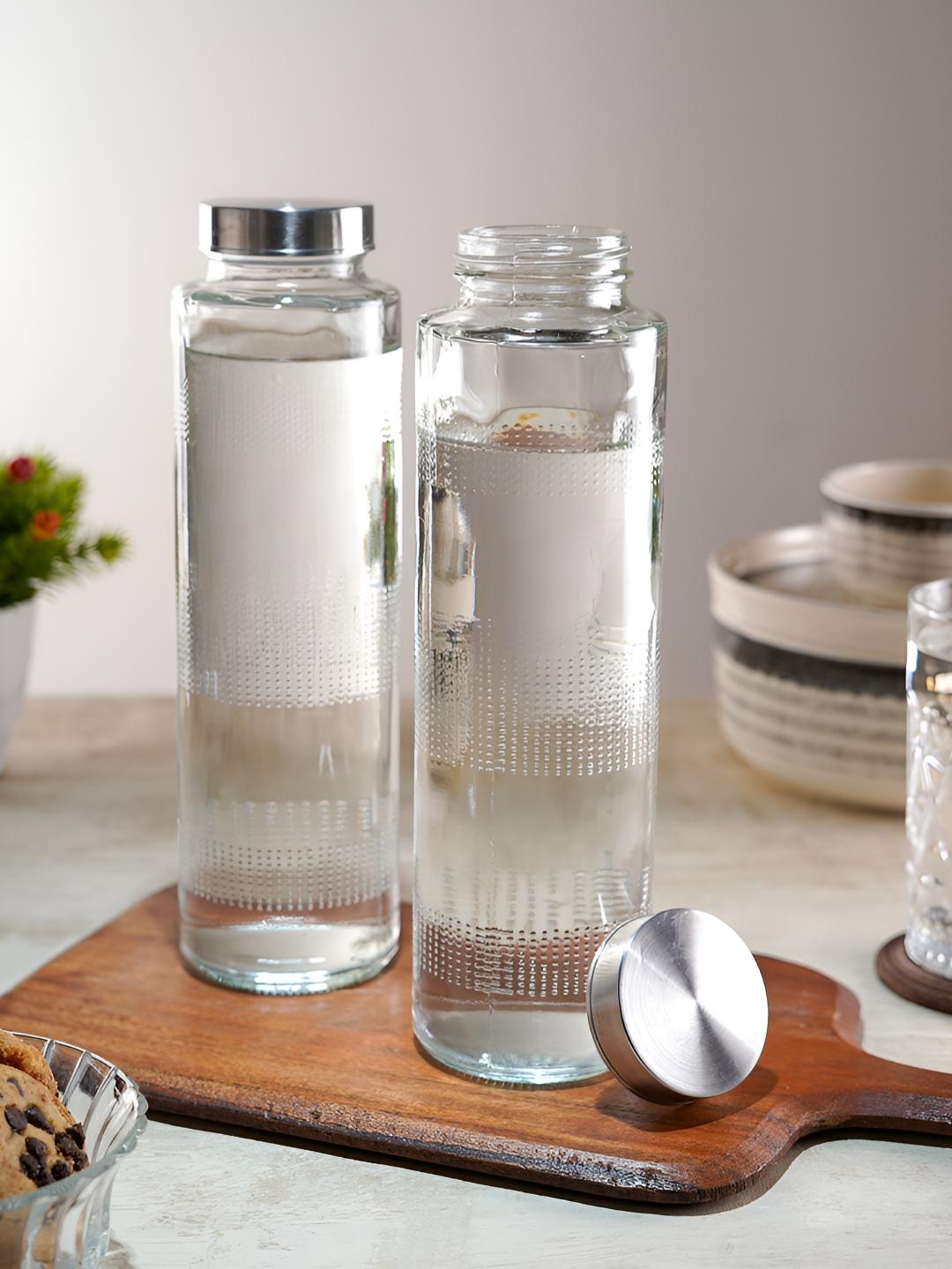 Buy CDI Transparent Set Of 2 Glass Solid Water Bottle - Water Bottle ...