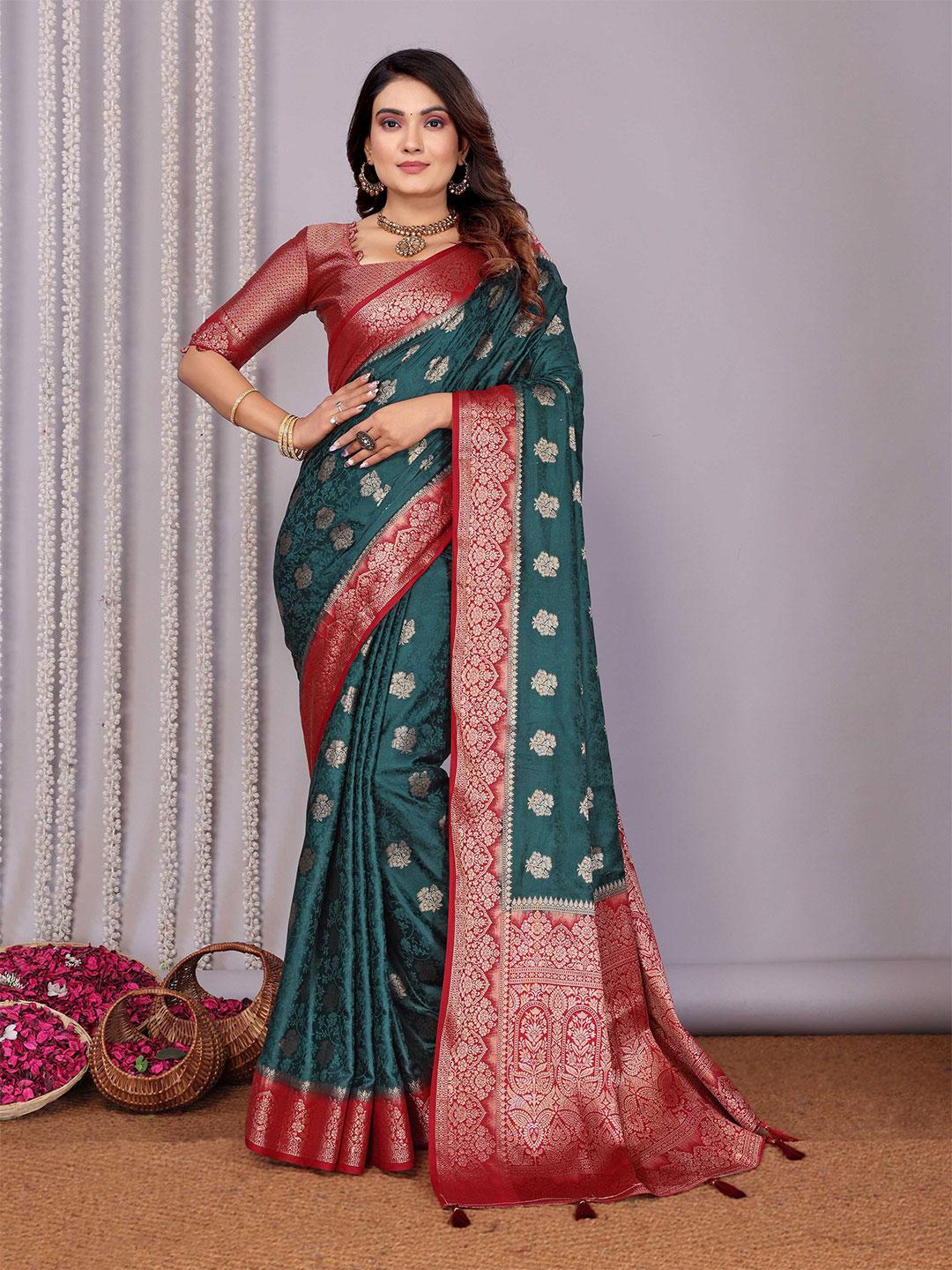 Buy Divyadham Textiles Paisley Zari Satin Banarasi Saree - Sarees for ...
