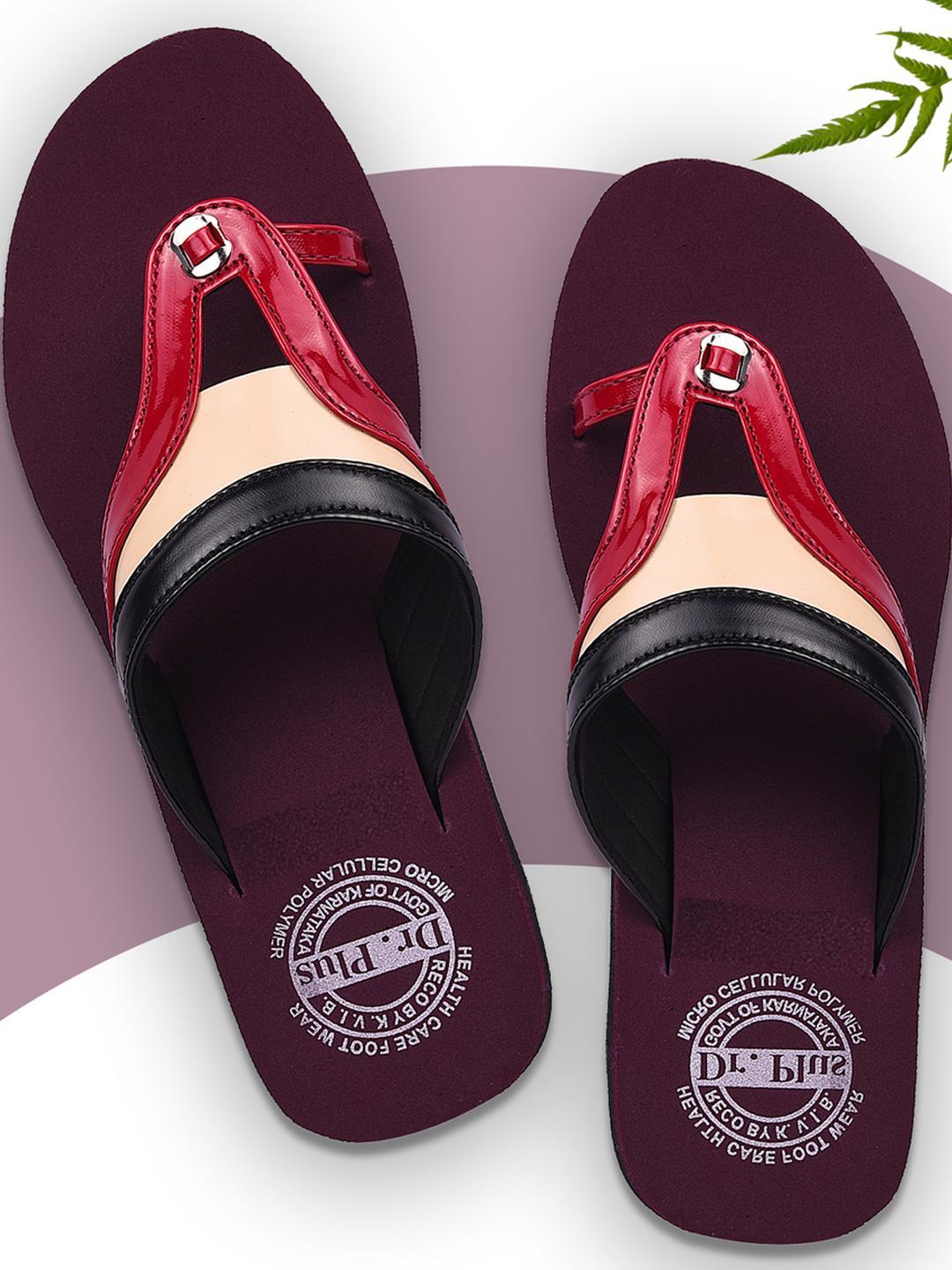 Buy DR.PLUS Women Maroon Synthetic Flip Flops - Flip Flops for Women ...