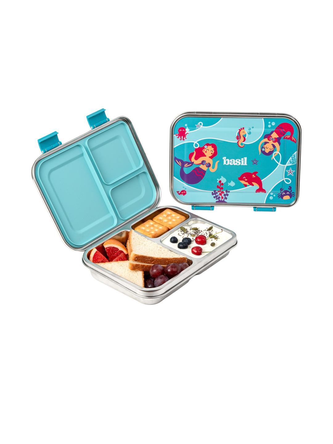 Buy BASIL Kids Turquoise Blue Stainless Steel Lunch Box - Lunch Box for ...