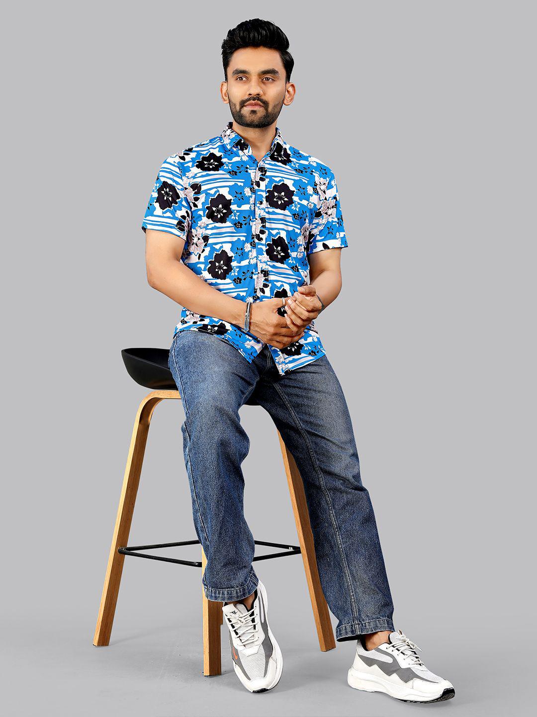 Buy FTX Men Standard Fit Floral Printed Spread Collar Casual Shirt ...