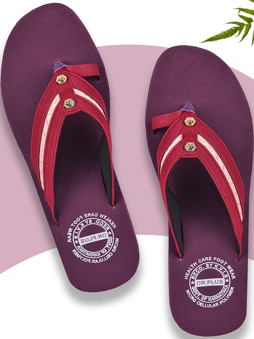 Buy DR.PLUS Women Maroon Synthetic Flip Flops - Flip Flops for Women ...