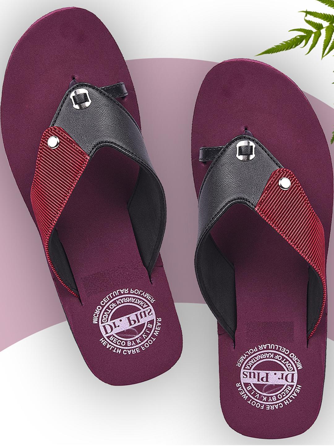 Buy DR.PLUS Women Maroon Synthetic Flip Flops - Flip Flops for Women ...