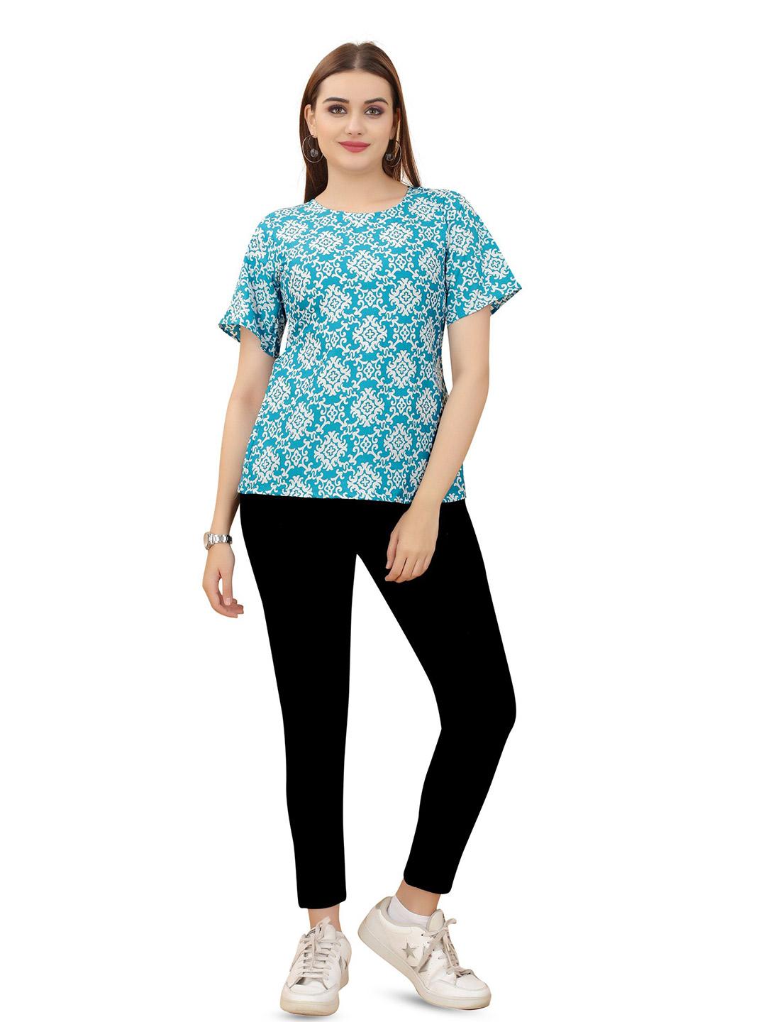 Buy Moda Rapido Women Ethnic Motifs Printed Round Neck Top - Tops for ...