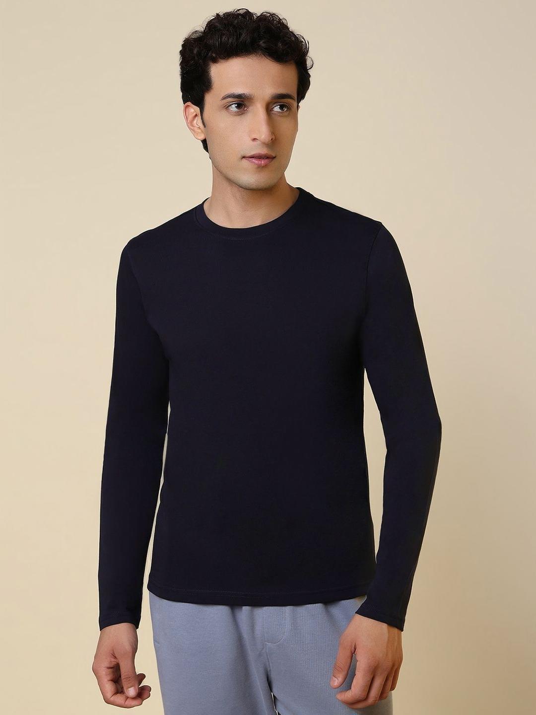 Buy SleepZ By Raymond Men Solid Round Neck Cotton T Shirt - Tshirts for ...