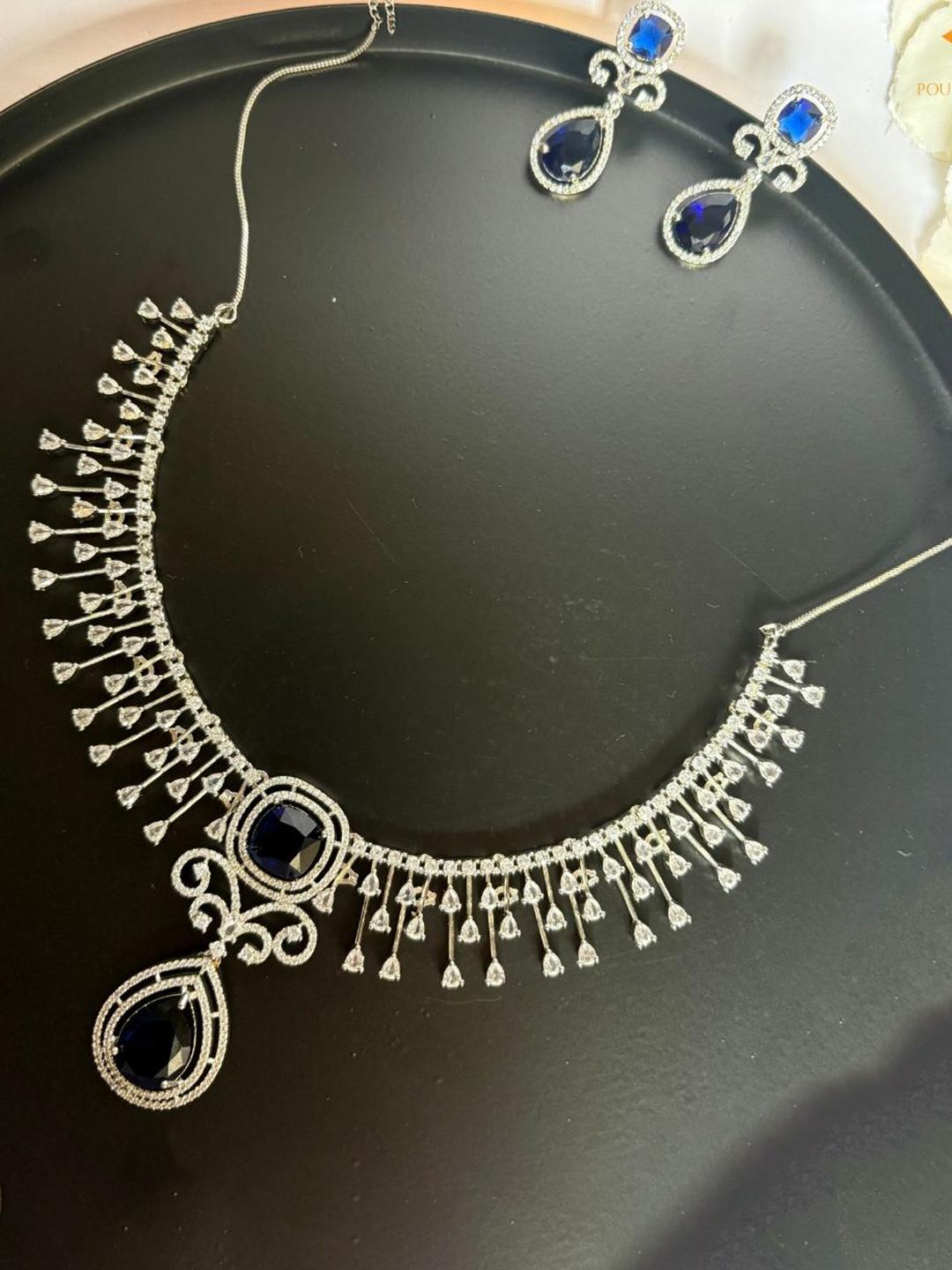 Buy Poush Luxury Silver Toned Necklace And Earrings - Jewellery Set for ...