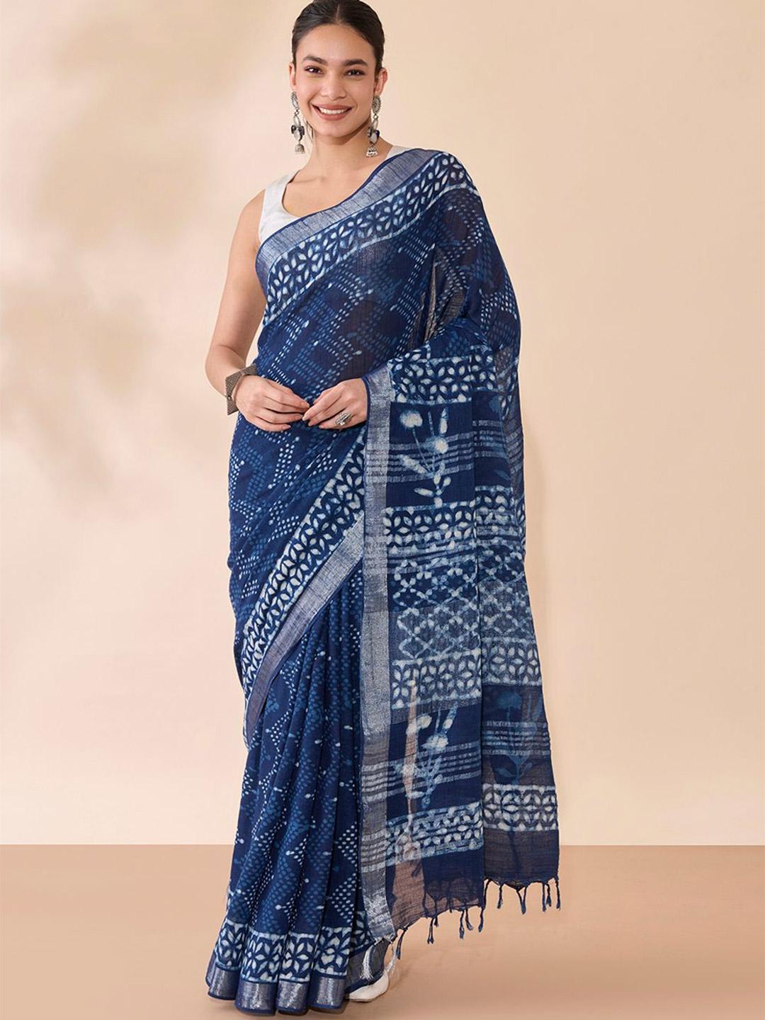 Buy Taneira Block Printed Saree - Sarees for Women 35661936 | Myntra
