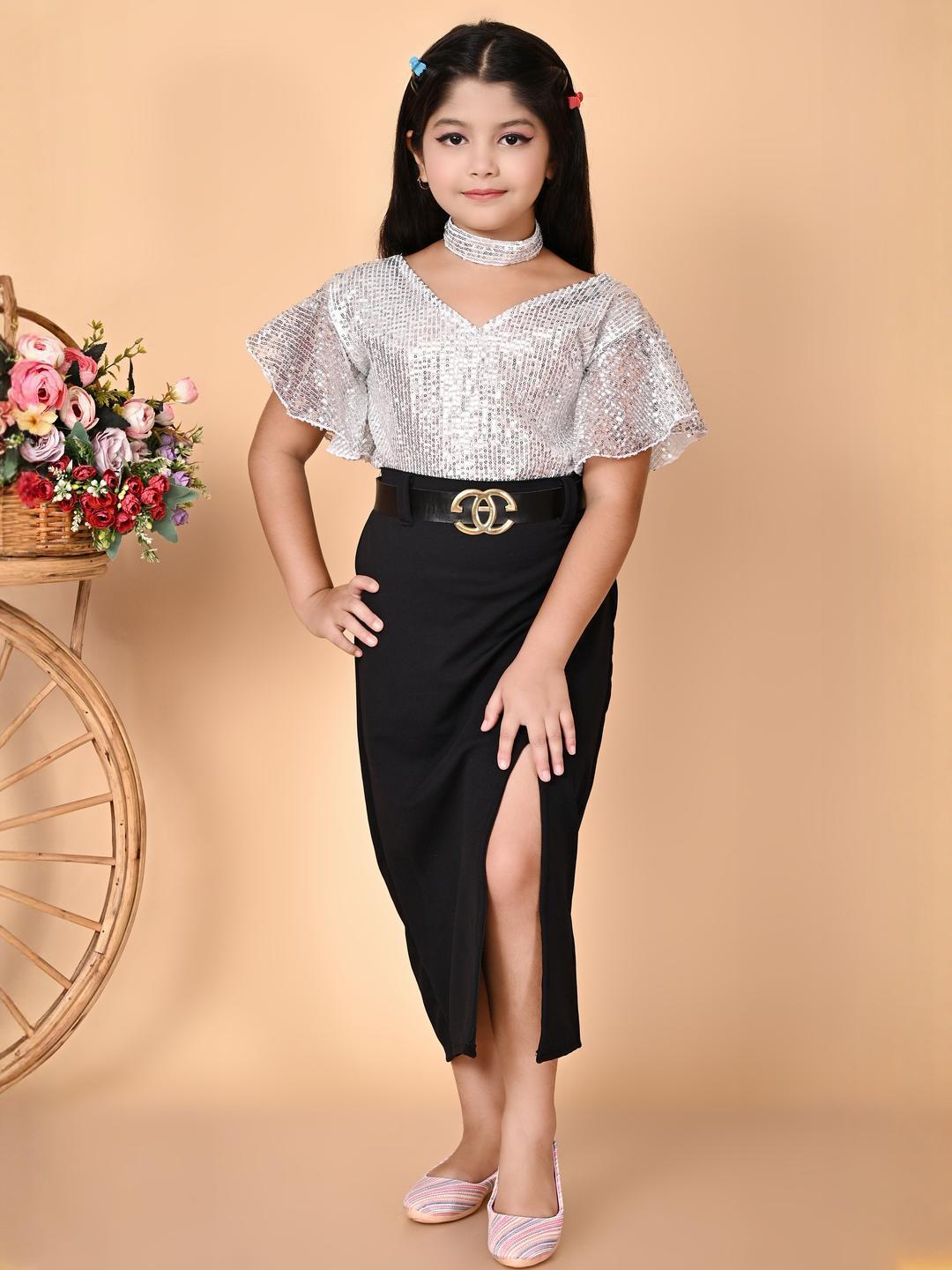 Buy SPAMitude Girls Embellished Flared Sleeve Bodycon Maxi Dress - Dresses for Girls 35750524 ...