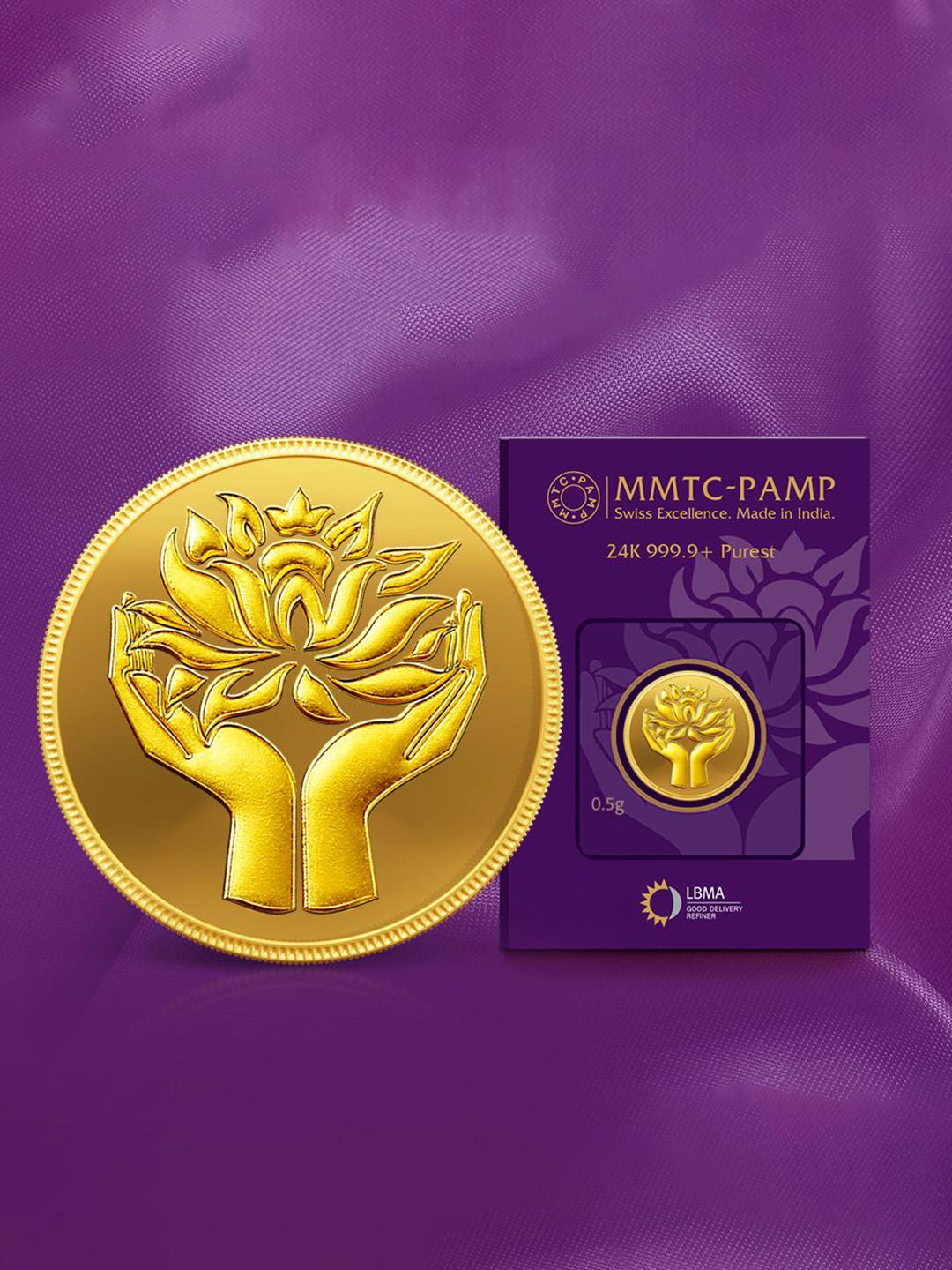 Buy MMTC PAMP 24K 999.9+ Purest Lotus Gold Coin 0.5g - Gold Coin for ...