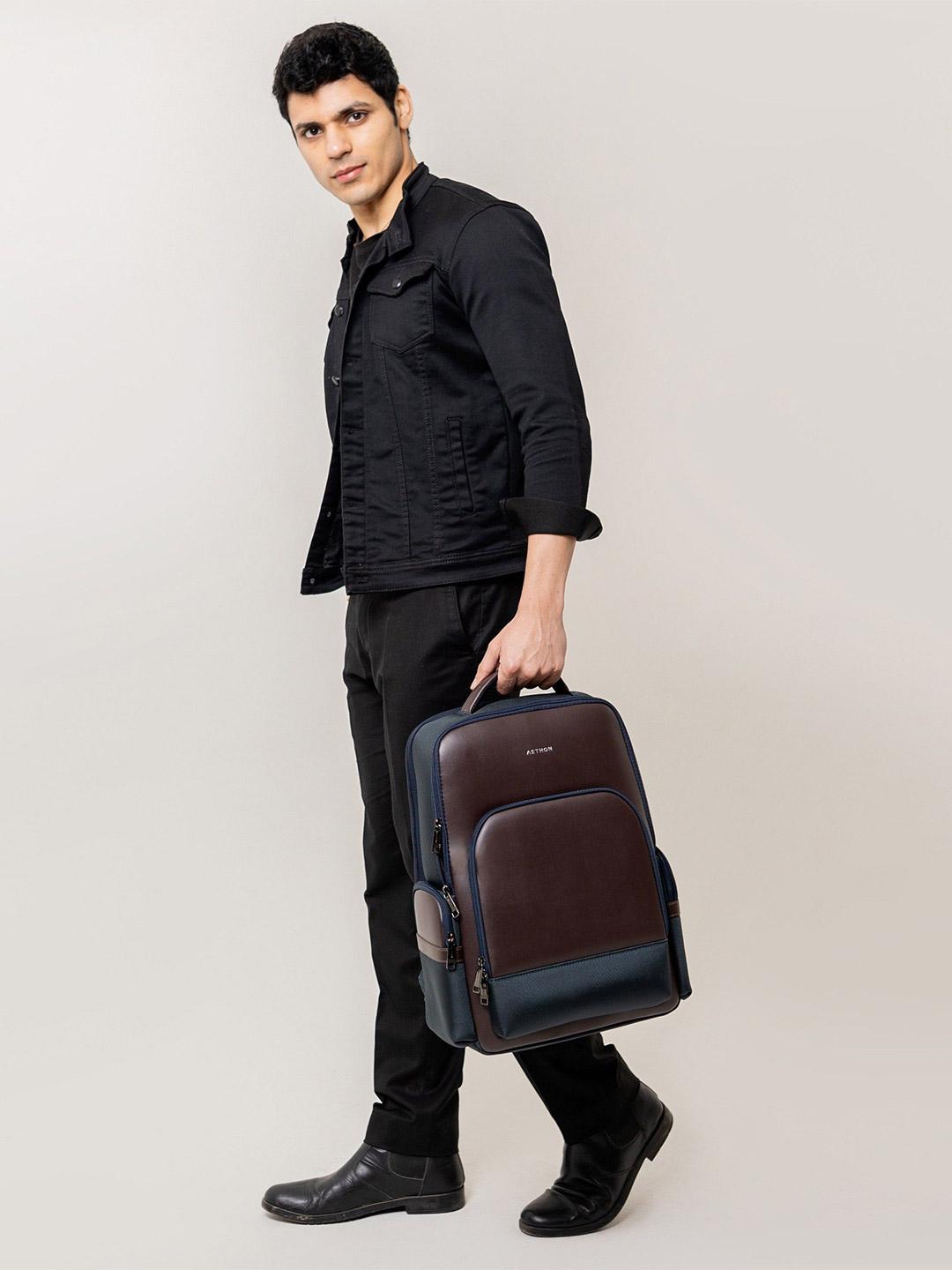 Buy Aethon Unisex Colourblocked Mocha Krossover Backpack - Backpacks ...