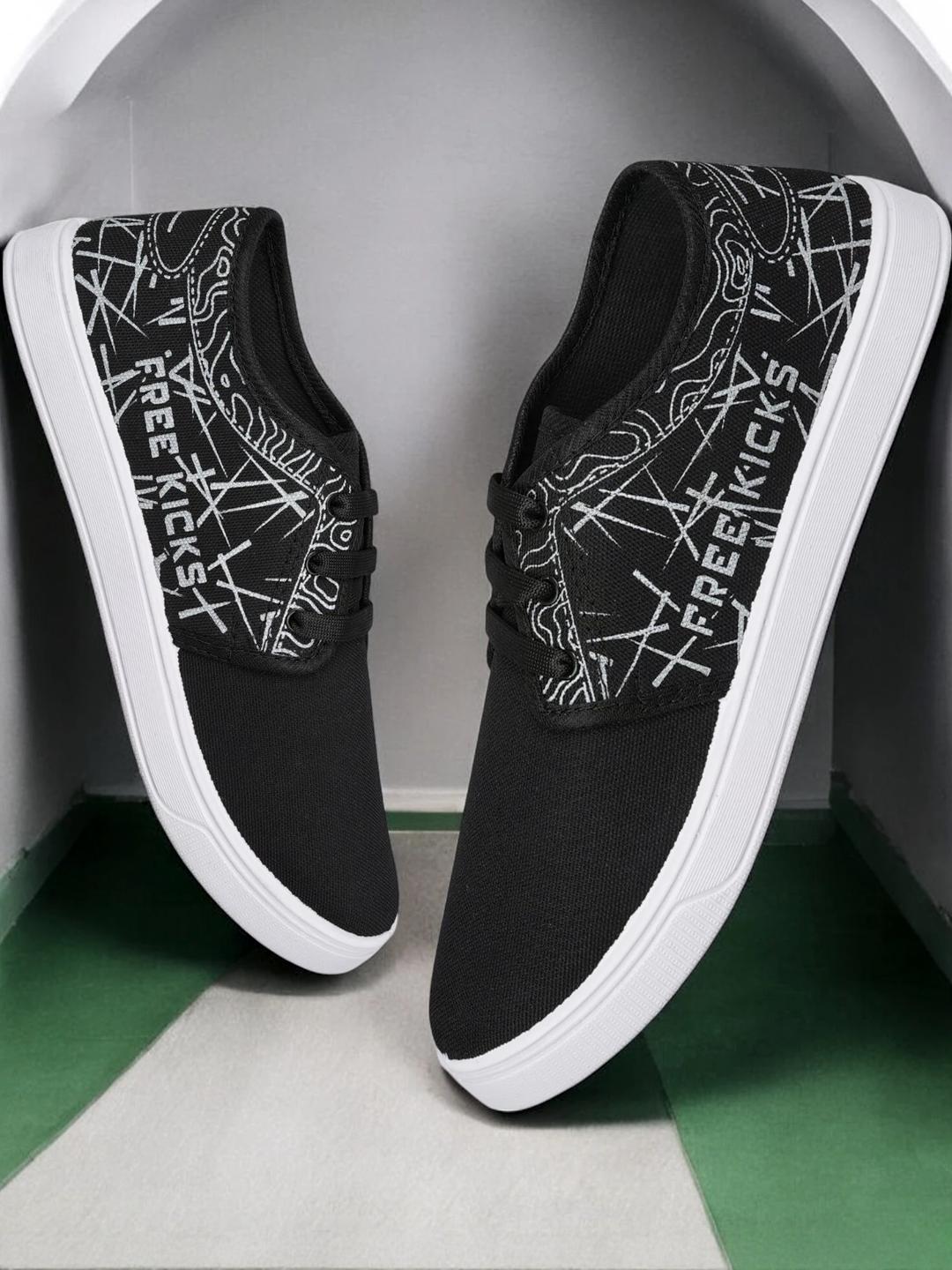 Buy Free Kicks Men Black Canvas Marking Running Sports Shoes - Sports ...