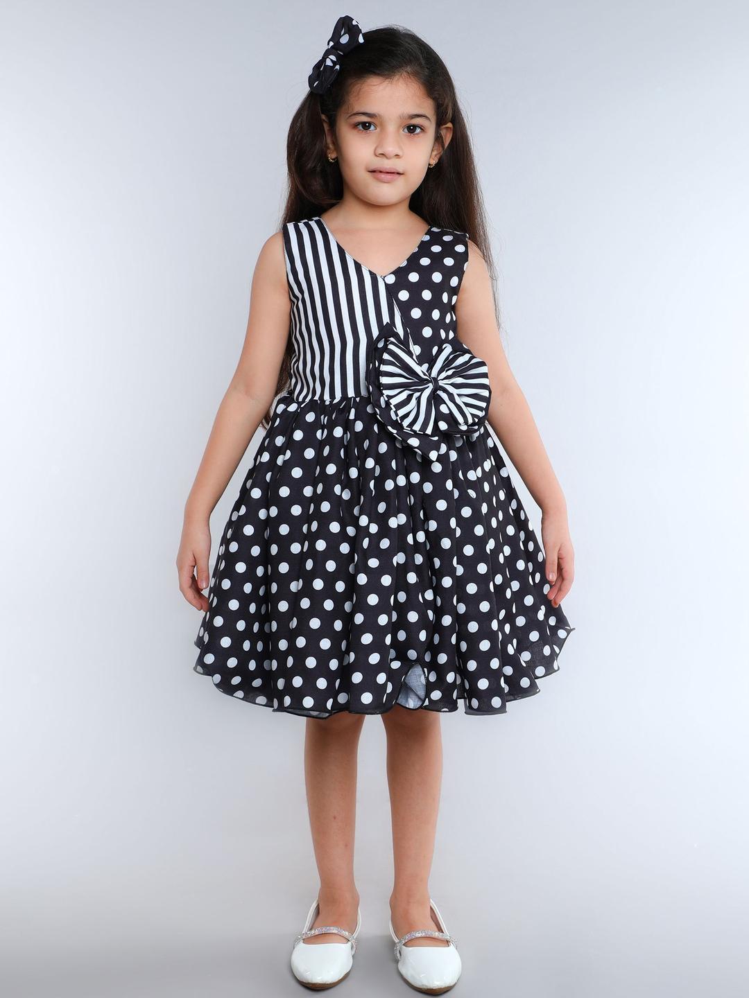 Buy Pink Chick Polka Dot Print Fit & Flare Dress - Dresses for Girls ...