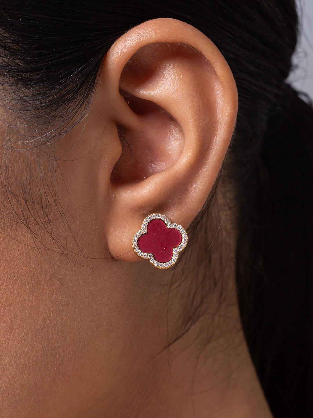 Buy MINJI AND CO. Gold Plated Artificial Stones Studded Floral Shaped ...