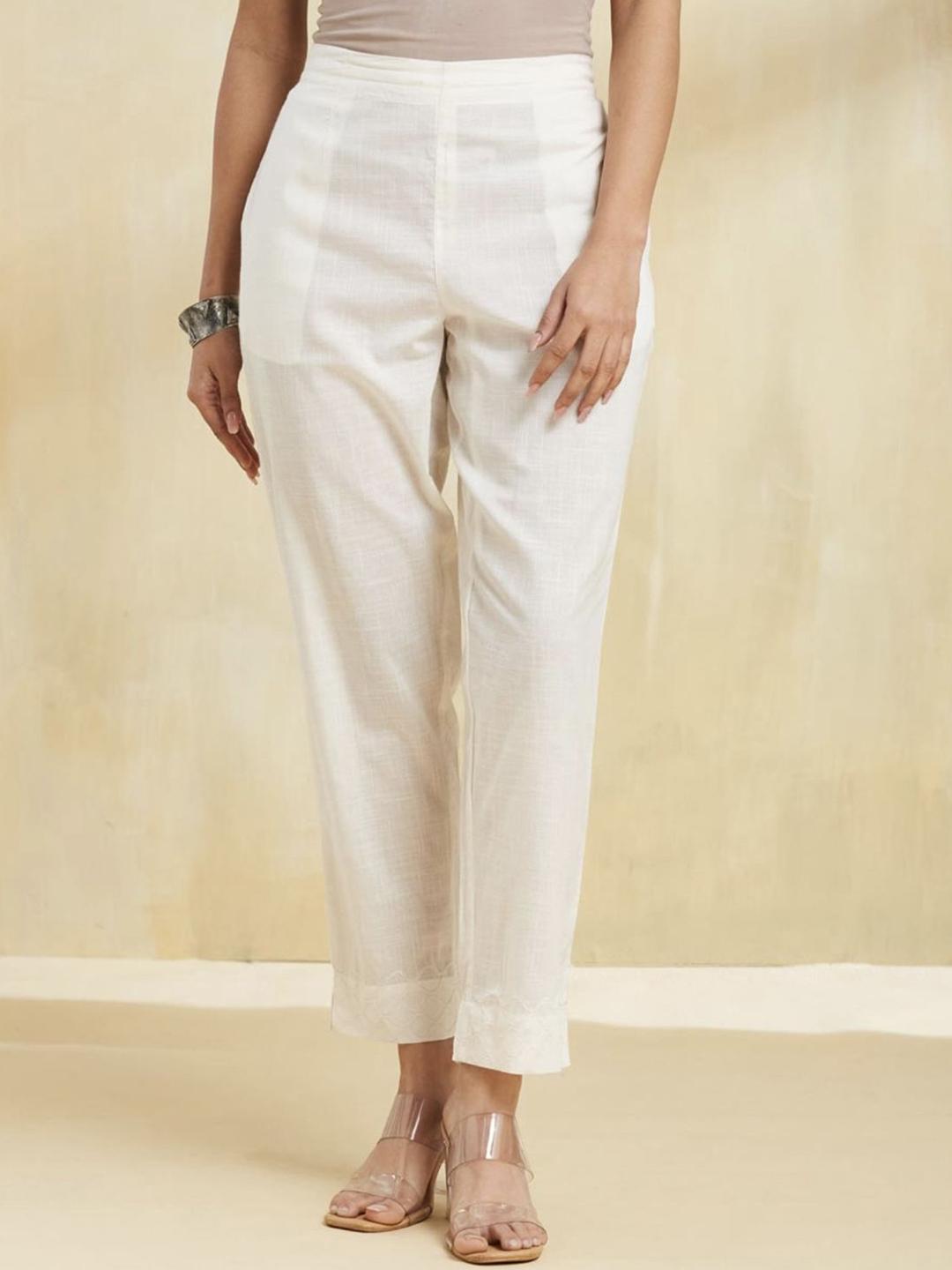 Buy Moda Rapido Women Smart Regular Fit Mid Rise Cotton Trouser ...