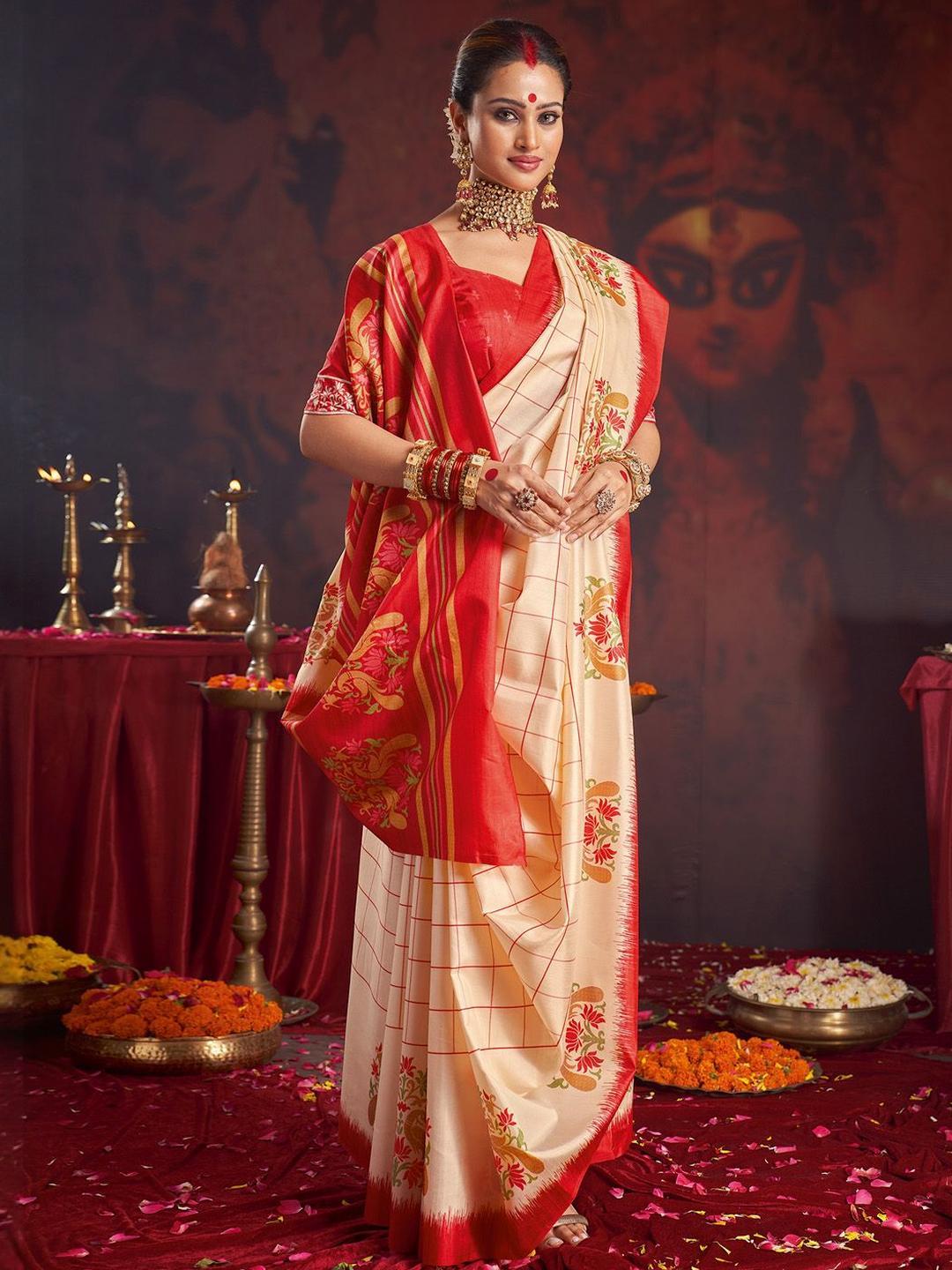 Buy Mitera Ethnic Motifs Zari Silk Blend Designer Garad Saree - Sarees ...