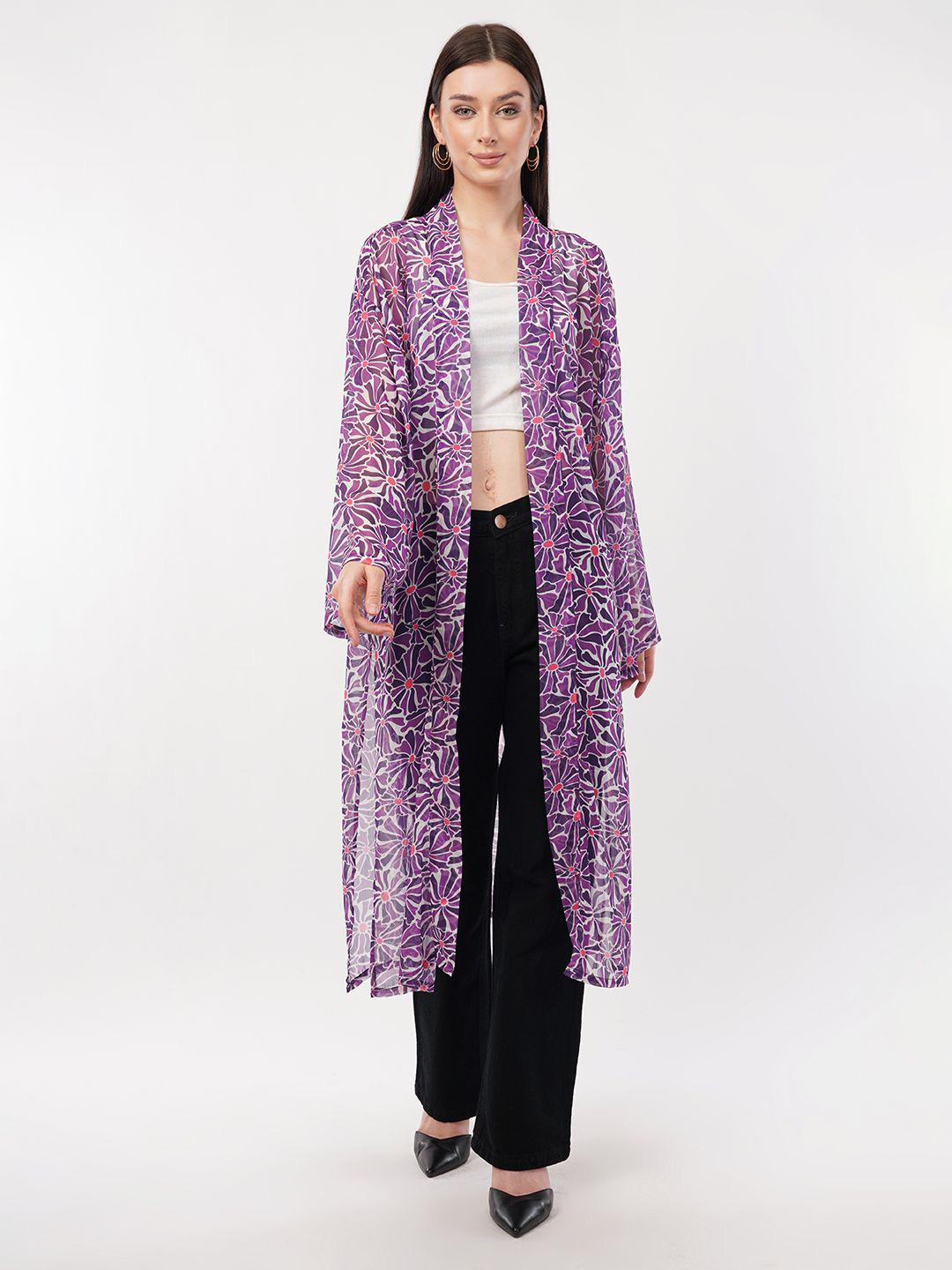 Buy FLY STITCH Floral Printed Longline Chiffon Open Front Shrug - Shrug ...