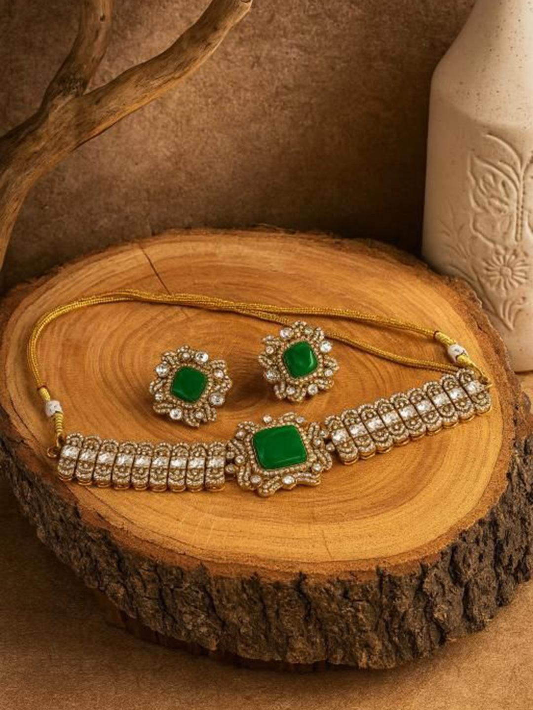 Buy TJC Gold Plated Stone Studded Jewellery Set - Jewellery Set for ...