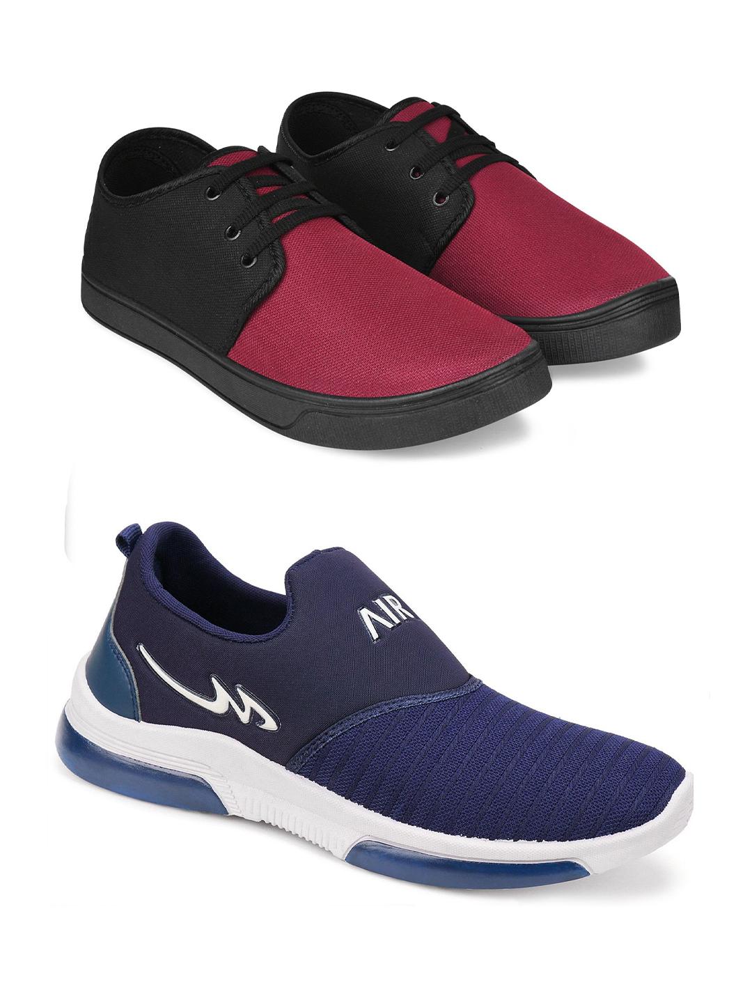 Buy Spotwalk Men Set Of 2 All Rounder Mesh Running Shoes - Sports Shoes ...