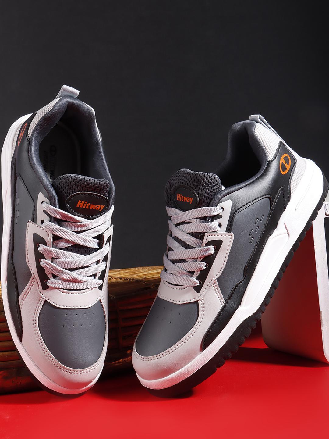Buy HITWAY Grey Melange Non Marking Mesh Walking Sports Shoes - Sports ...