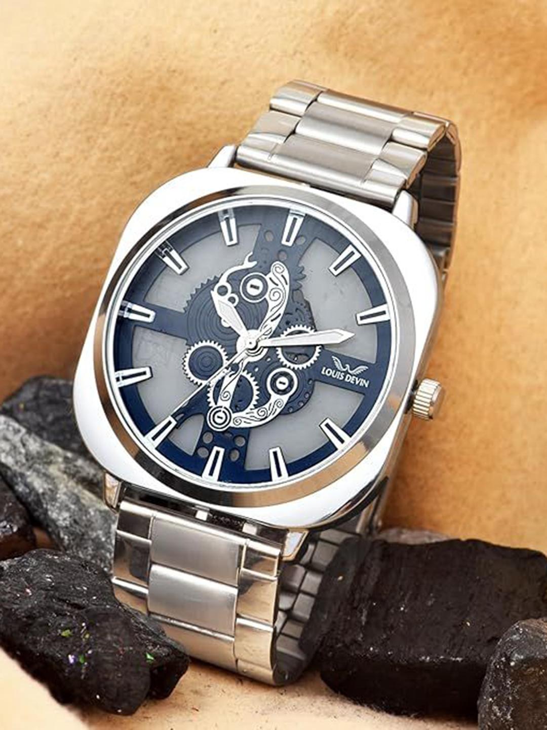 Buy LOUIS DEVIN Men Printed Dial & Bracelet Style Straps Analogue Watch ...