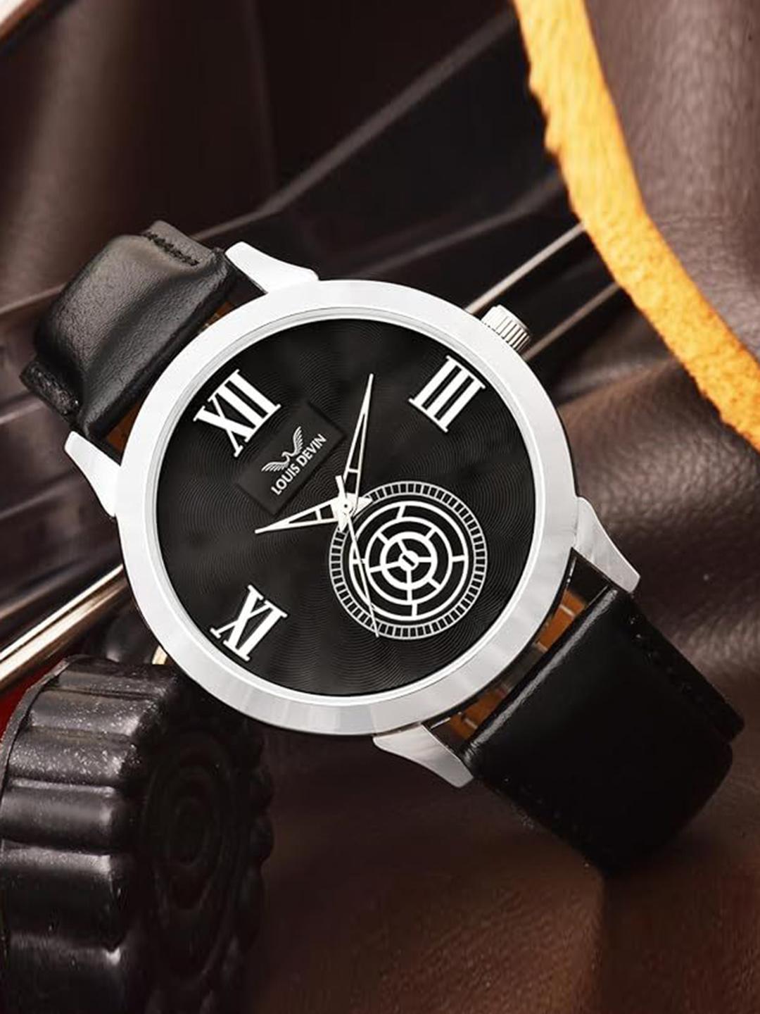 Buy LOUIS DEVIN Men Printed Dial & Leather Straps Analogue Watch LD ...