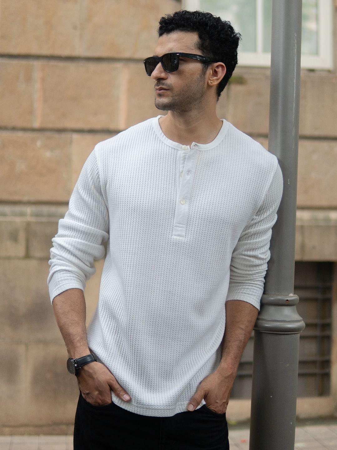 Buy Powerlook Henley Neck Long Sleeves Knitted Casual T Shirt - Tshirts ...