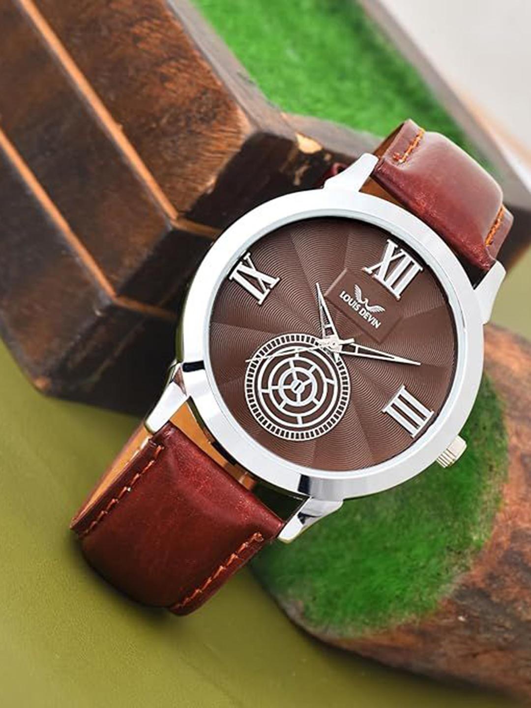 Buy LOUIS DEVIN Men Patterned Dial Analogue Watch LD GR079 BRWN ...