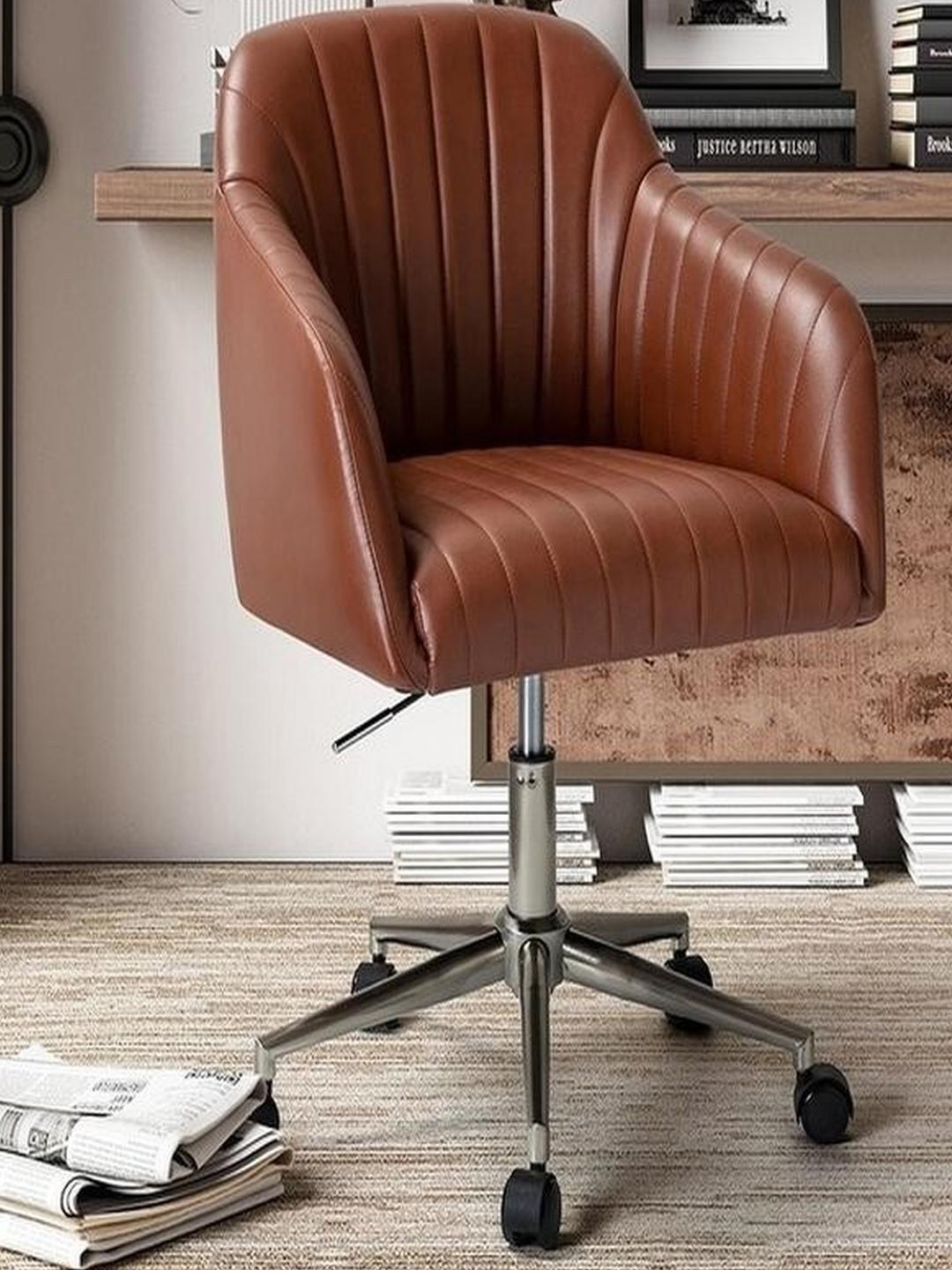 Buy Doe Buck Brown Leatherite Colm Study Chair - Study Chair for Unisex ...