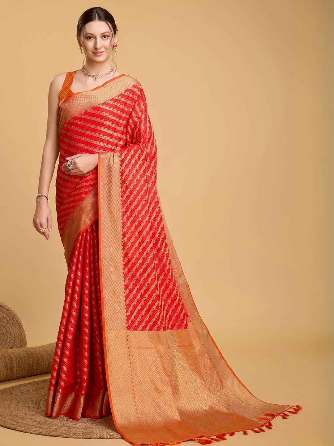 Buy VARNI FABRICS Floral Zari Silk Blend Banarasi Saree - Sarees for ...