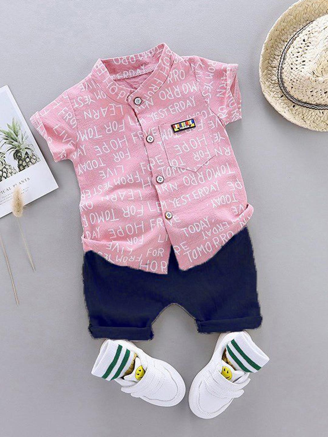 Buy WINSWORLD ENTERPRISE Kids Typography Printed Mandarin Collar Shirt ...