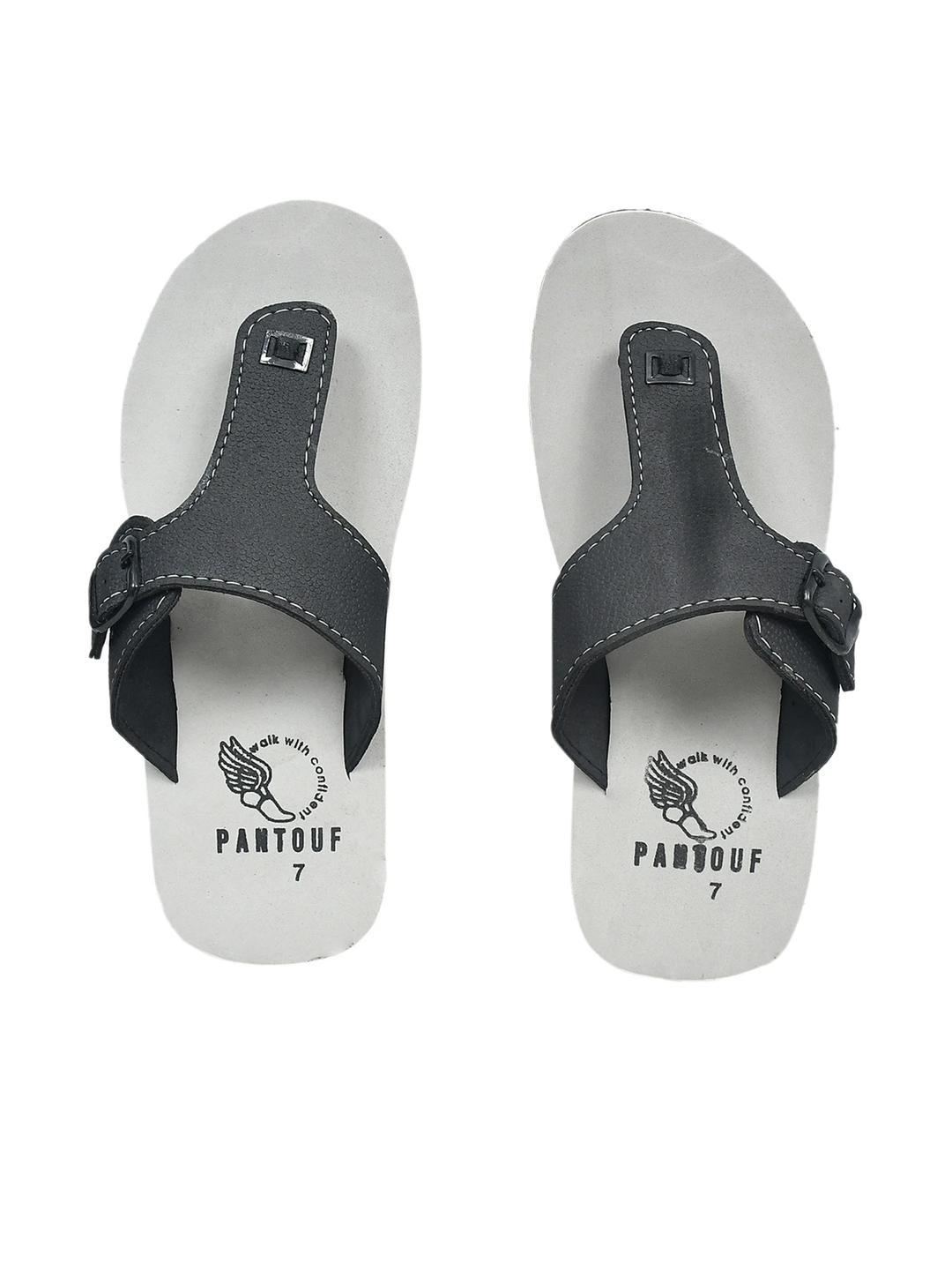 Buy PANTOUF Men Grey Rubber Slip On Flip Flops - Flip Flops for Men ...