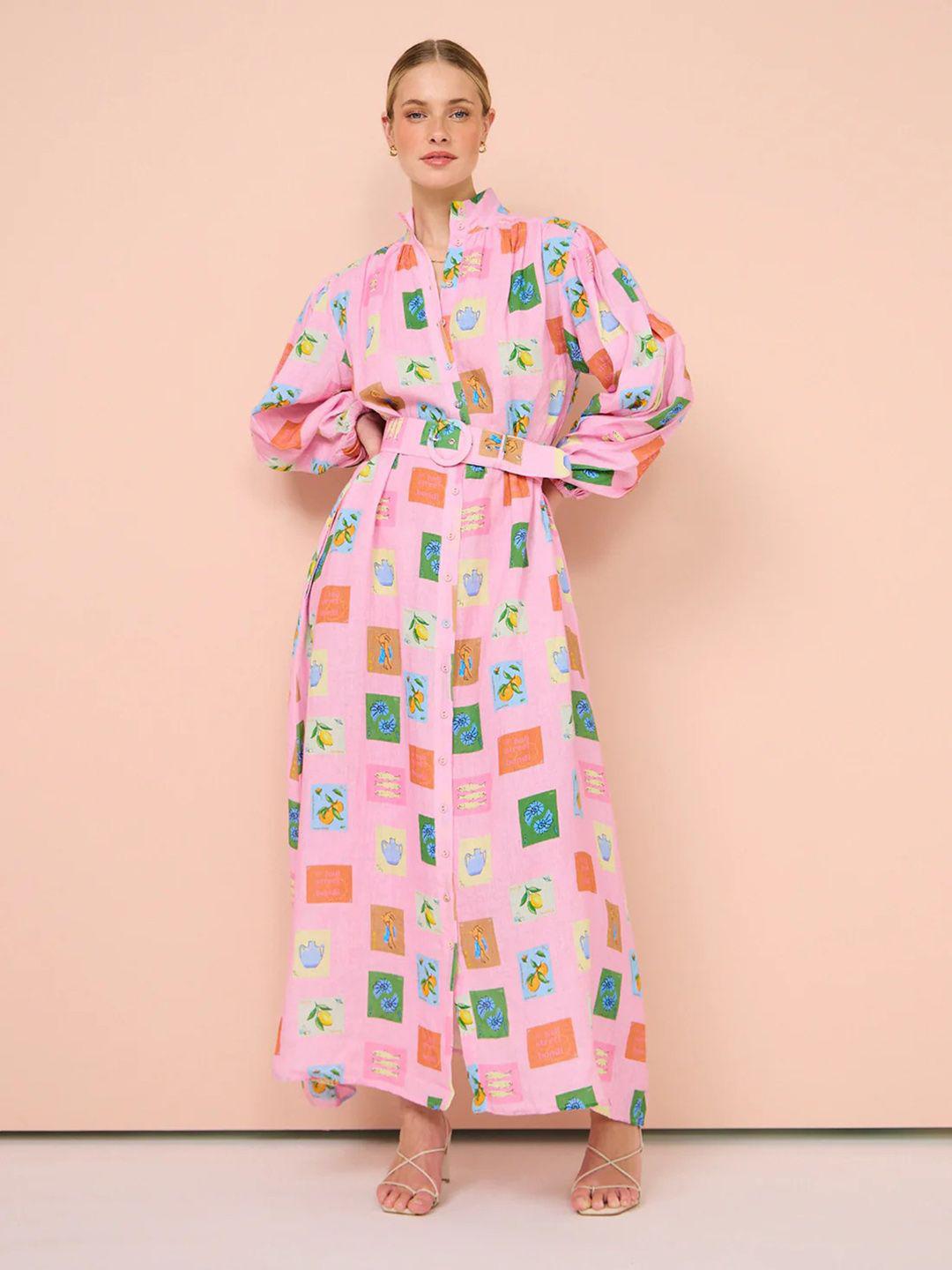 Buy JC Mode Women Conversational Printed Puff Sleeves Maxi Dress ...