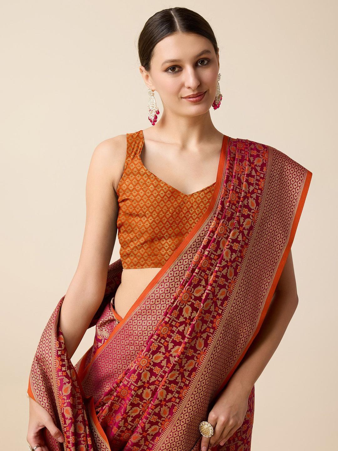 Buy VARNI FABRICS Woven Design Zari Silk Blend Banarasi Saree - Sarees ...