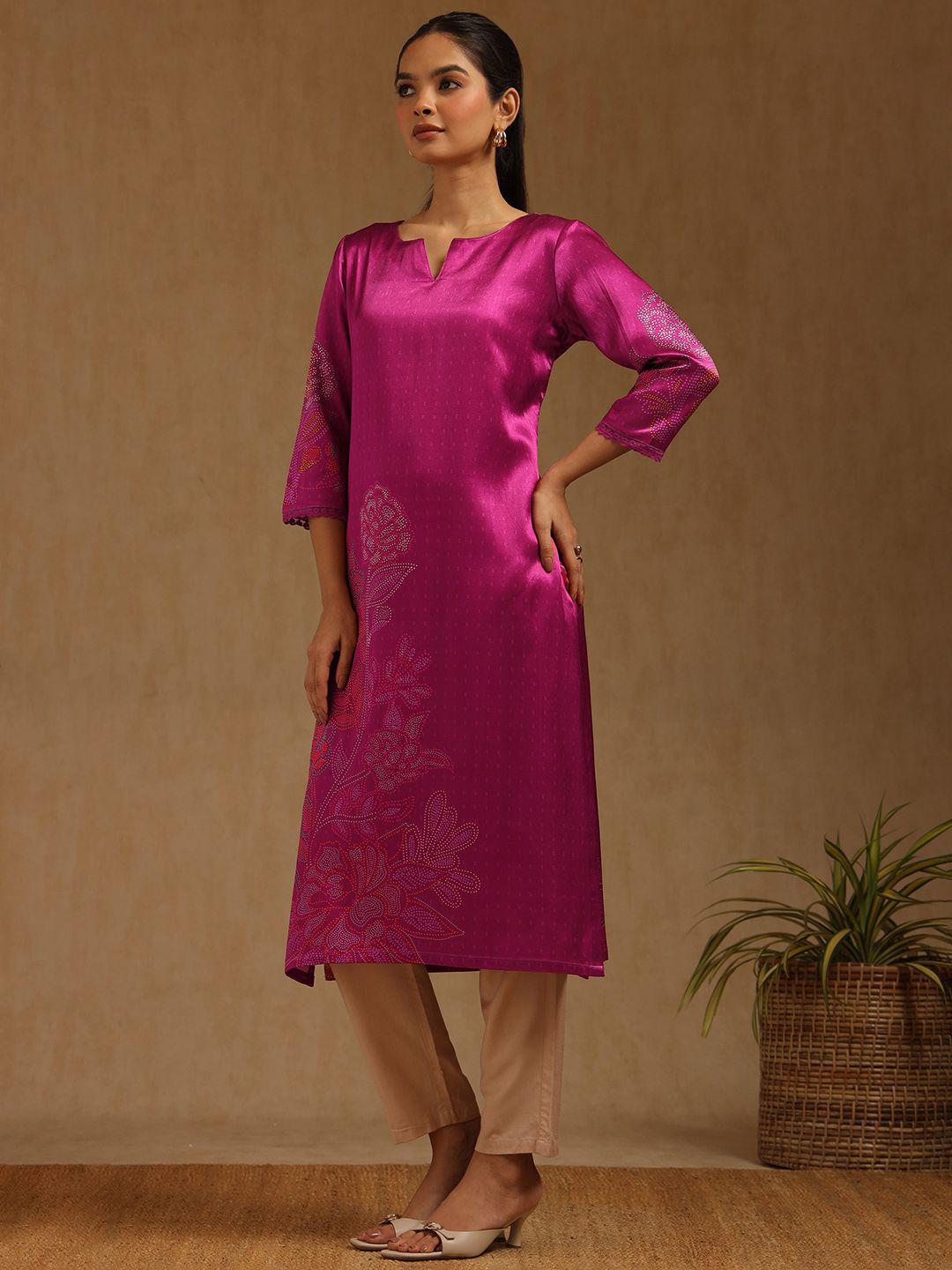 Buy Soch Women Floral Printed Festive Satin Straight Kurta - Kurtas for ...