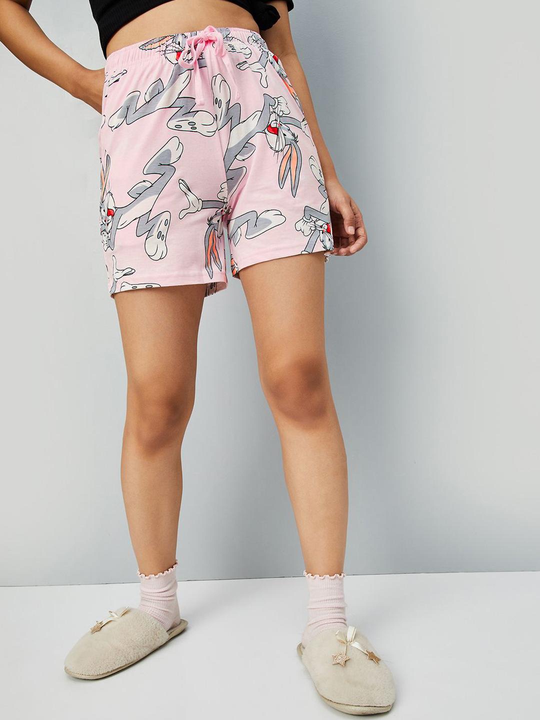 Buy Max Women Graphic Printed Mid Rise Pure Cotton Regular Shorts ...