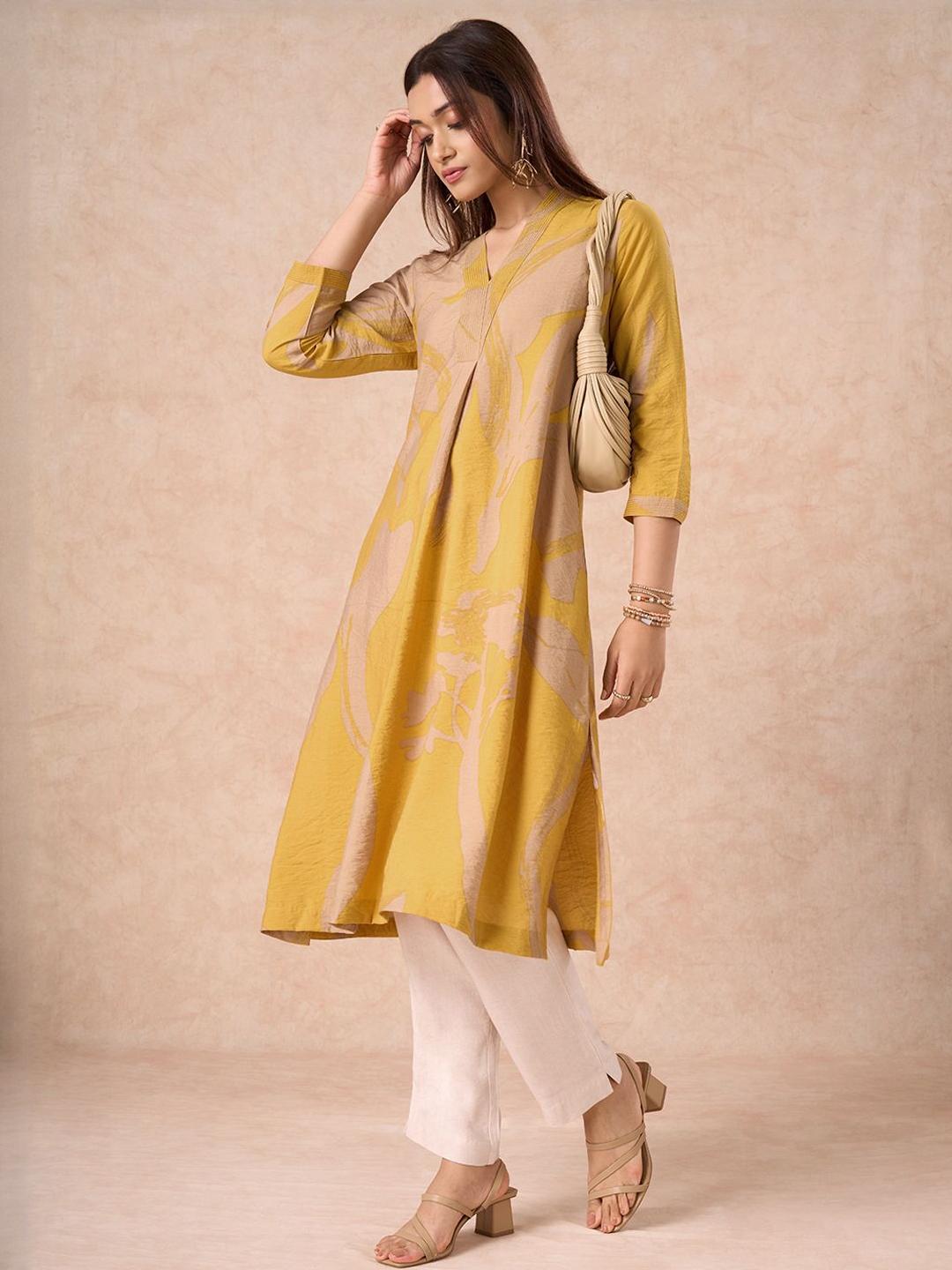 Buy Marigold Lane Women Printed Thread Work Kurta - Kurtas for Women ...