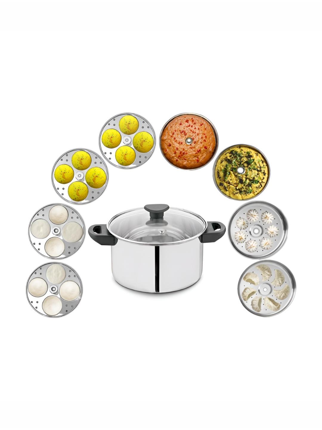 Buy Allo Set Of 11 Triply SS Idli Maker Kadai Set With Lid & Stand 26cm ...