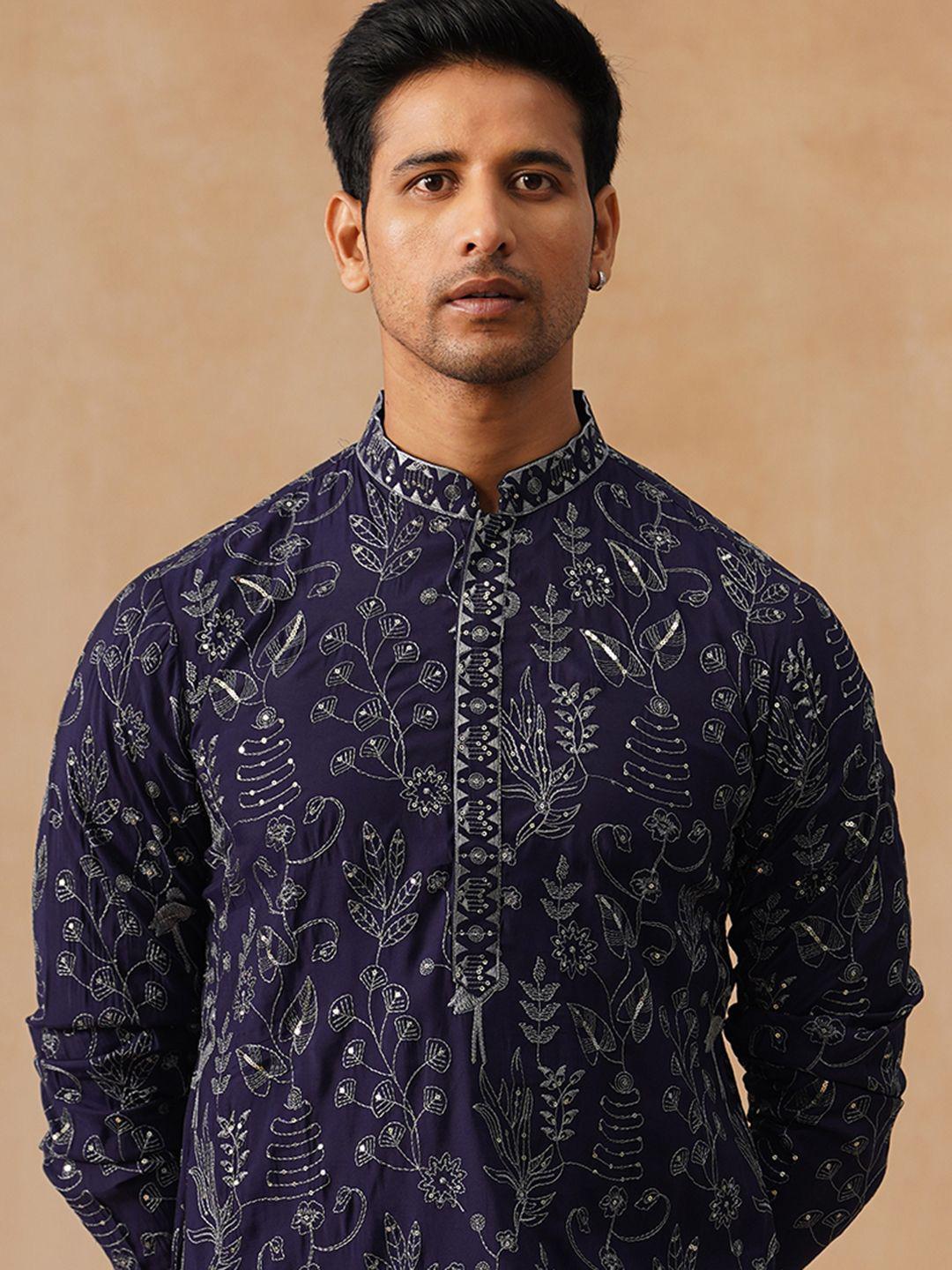 Buy Jompers Men Woven Design Festive Silk Straight Kurta - Kurtas for ...