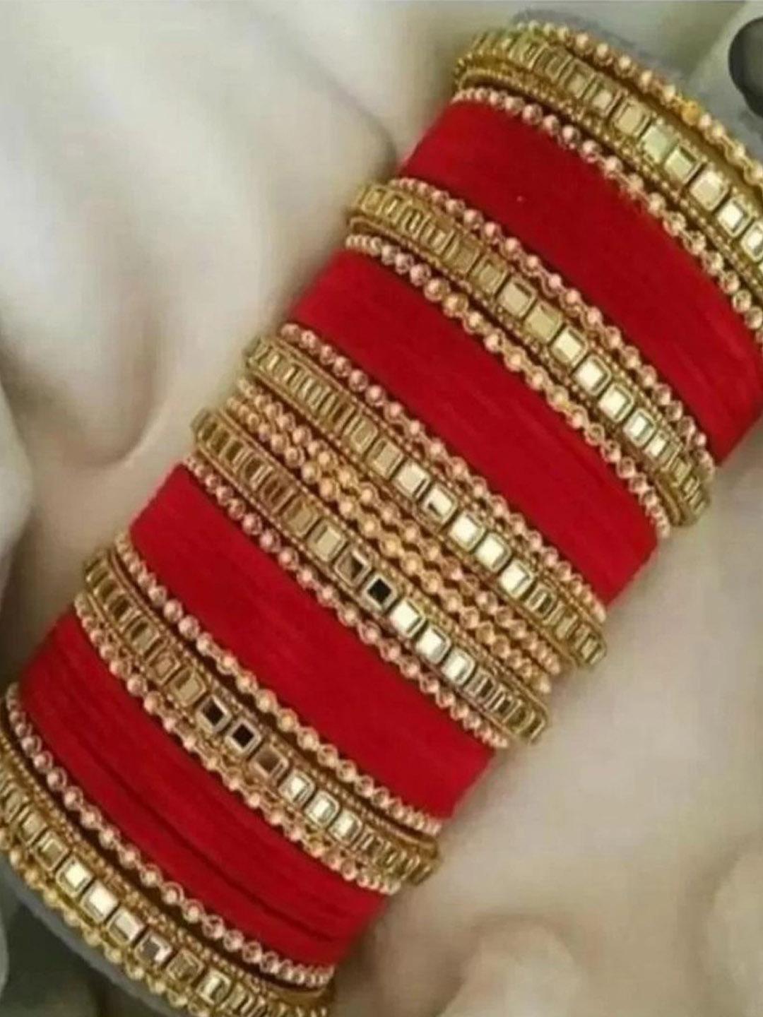 Buy JSRS CREATIONS Set Of 38 Gold Plated Kundan Studded Bangles ...
