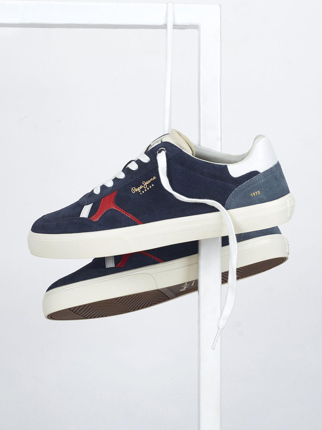 Buy Pepe Jeans Men Colourblocked Suede Leather Sneakers With Anti Skid ...