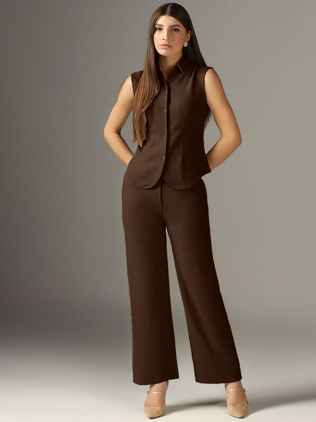 Buy Selvia Shirt Collar Shirt & Trousers Co Ords - Co Ords for Women ...