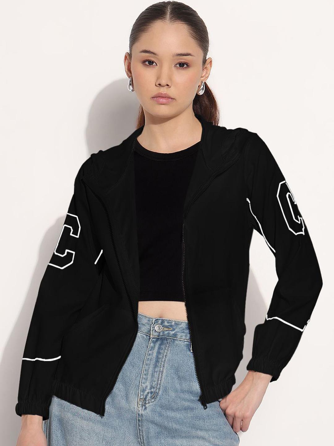 Buy SHOWOFF Women Hooded Brand Logo Casual Varsity Jacket - Jackets for ...