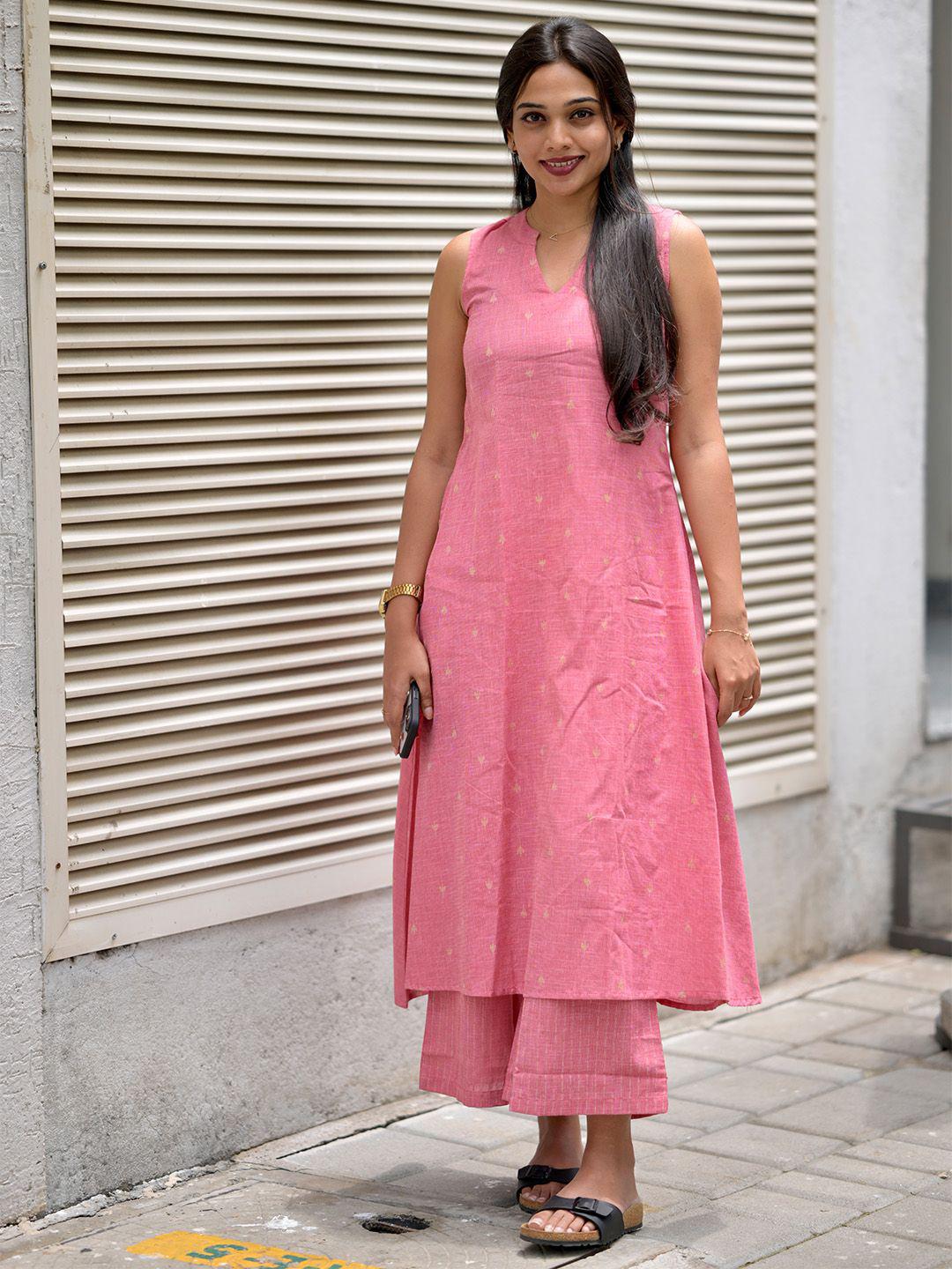 Buy Vastara The Label Floral Printed Pure Cotton A Line Kurta With ...