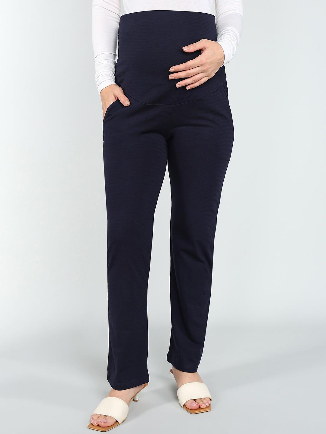 Buy Moms Ever Women Regular Fit High Rise Navy Blue Supima Cotton ...