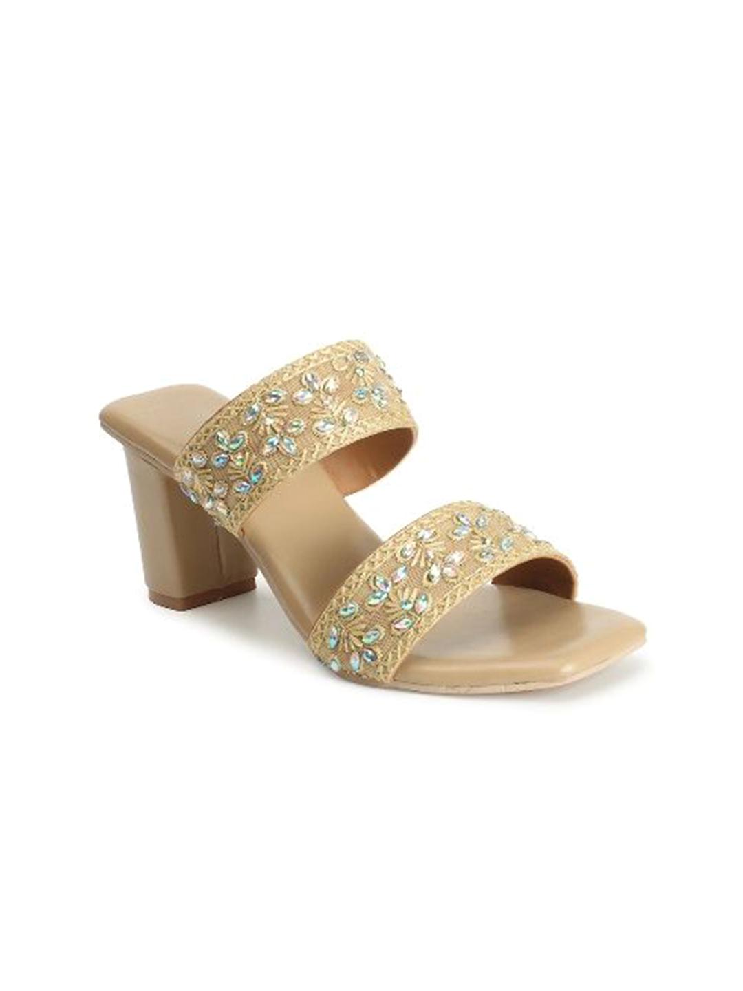 Buy TWIN TOES Women Embellished Block Heel Sandals - Heels for Women ...