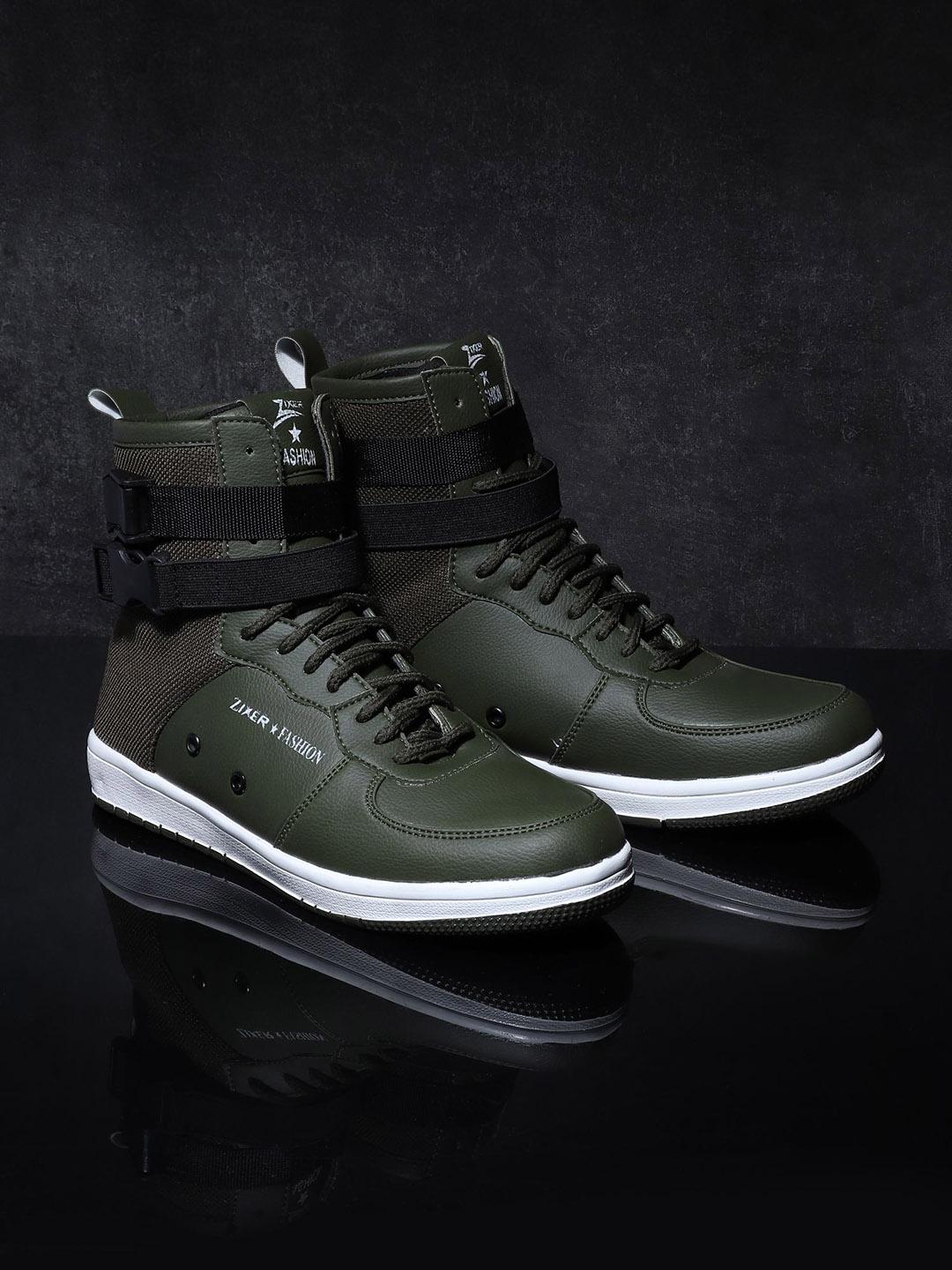 Buy Zixer Men Ankle Height High Top Synthetic Leather Sneakers - Casual ...