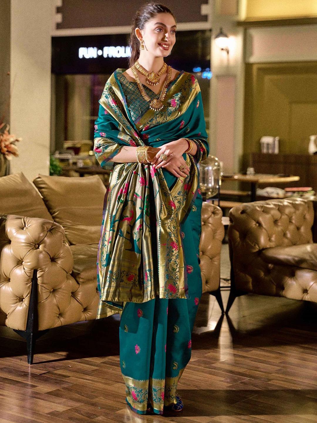 Buy DWIJA FASHION Ethnic Motifs Woven Design Paithani Saree - Sarees ...
